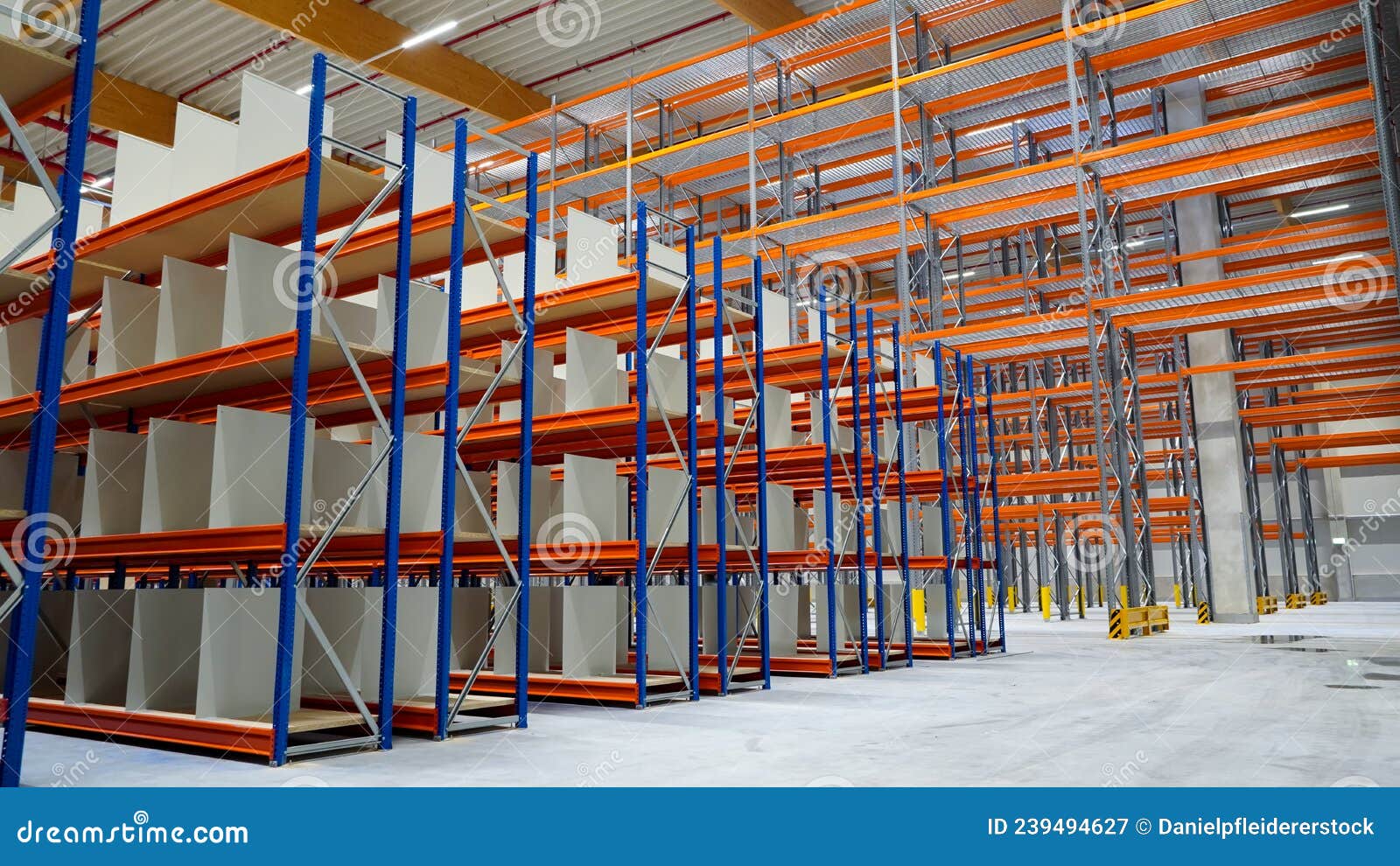 Logistics Warehouse with Empty High Racks Stock Image - Image of empty ...
