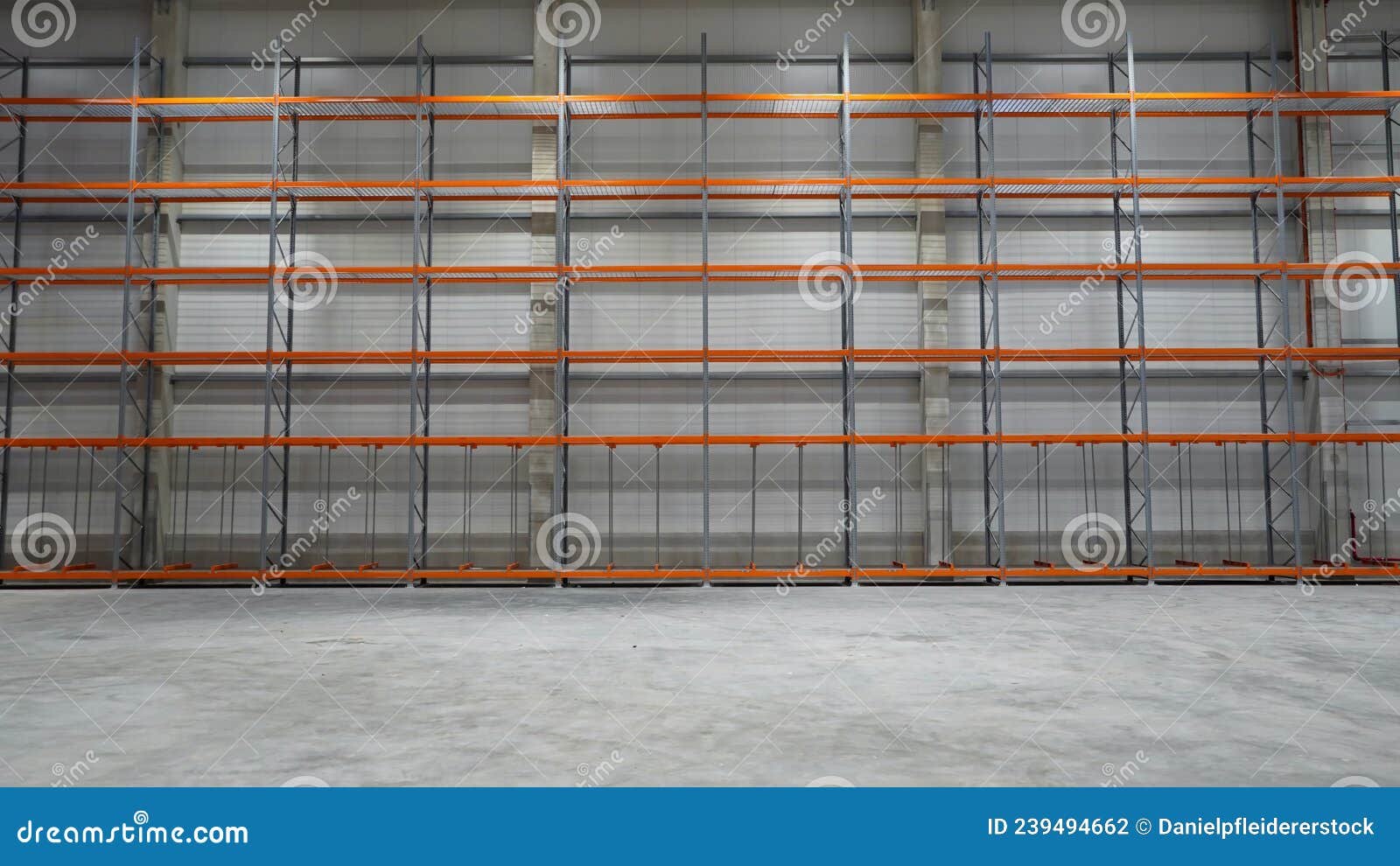 Logistics Warehouse with Empty High Racks Stock Photo - Image of stack ...