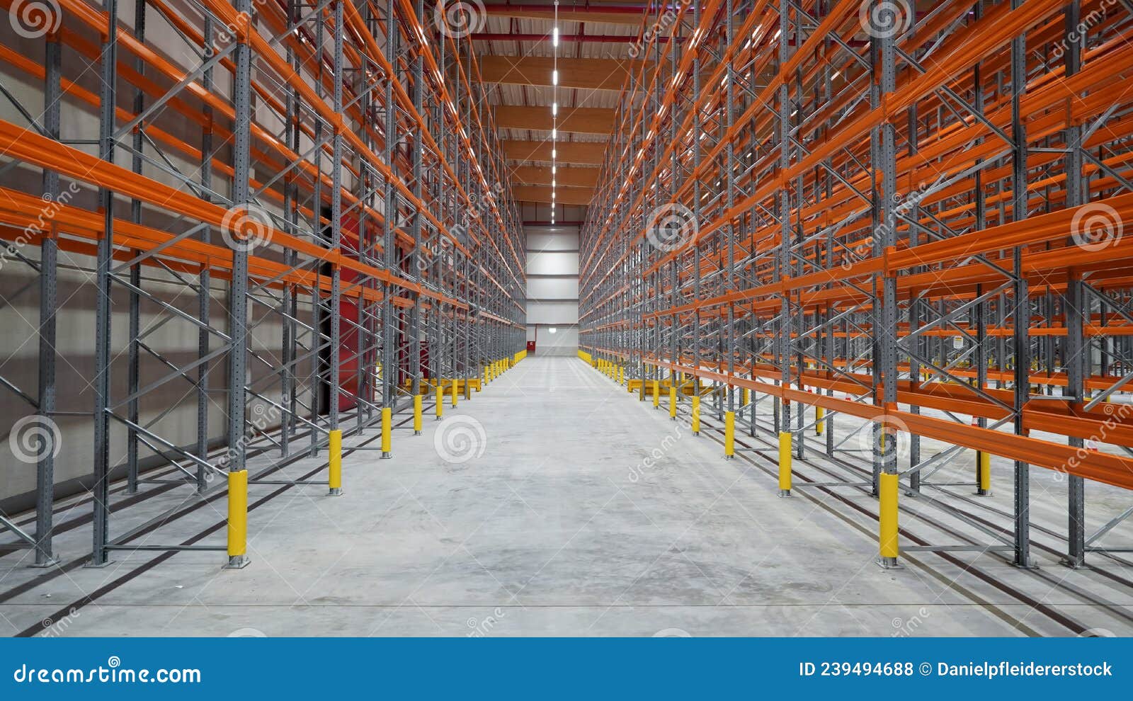 Logistics Warehouse with Empty High Racks Stock Photo - Image of ...