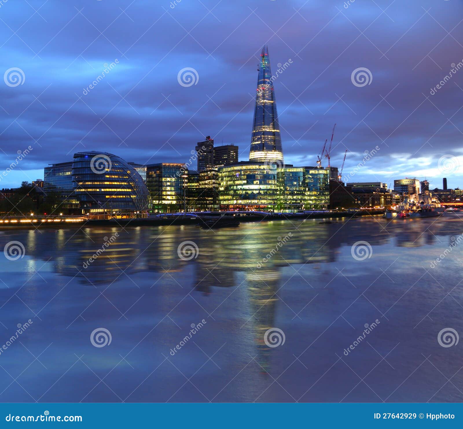 New London City Hall at Night Stock Image - Image of clouds, england ...