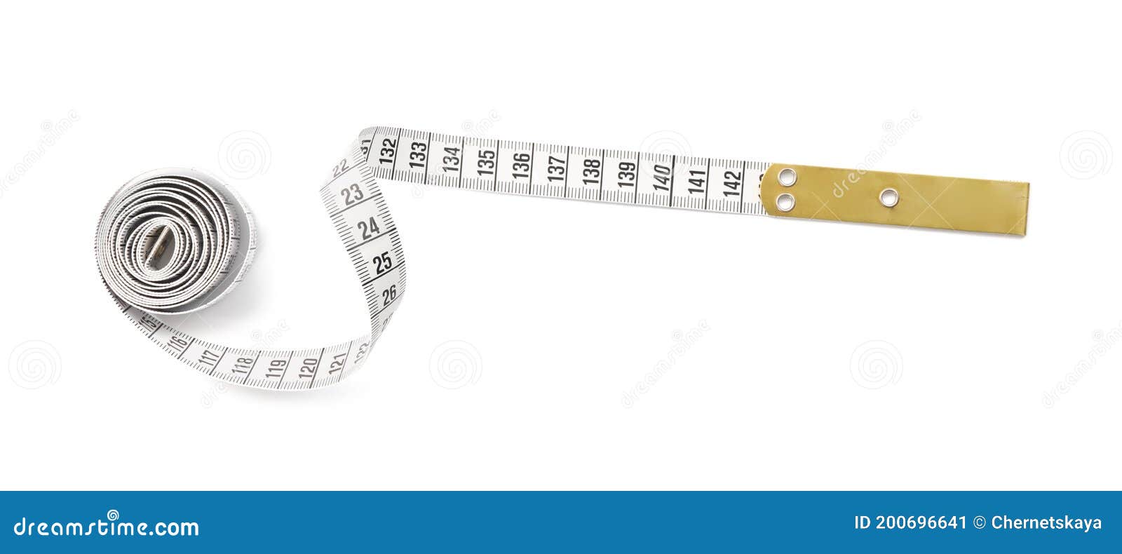 New Long Measuring Tape Isolated on White, Top View Stock Image - Image ...
