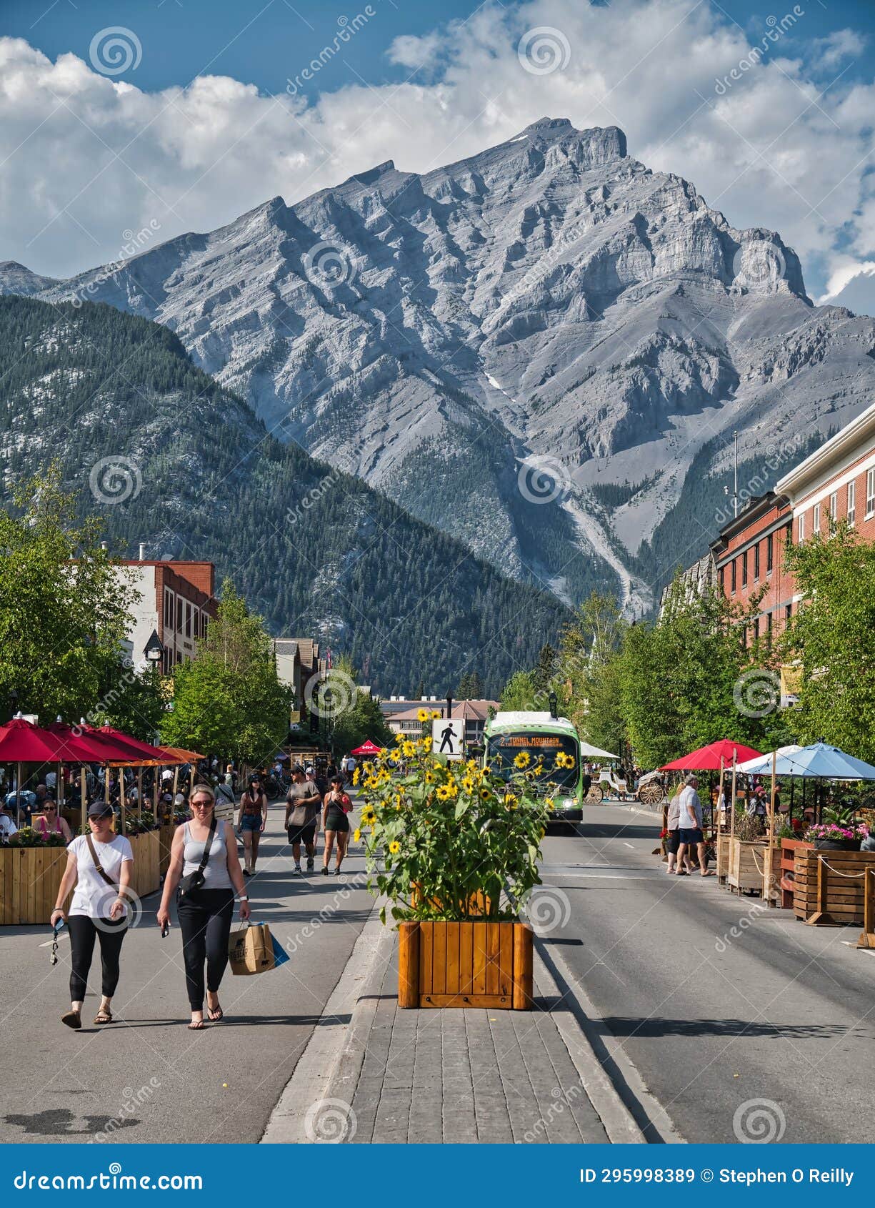 Downtown Banff Avenue As A Haze. Smoke From The Forest Wildfires ...
