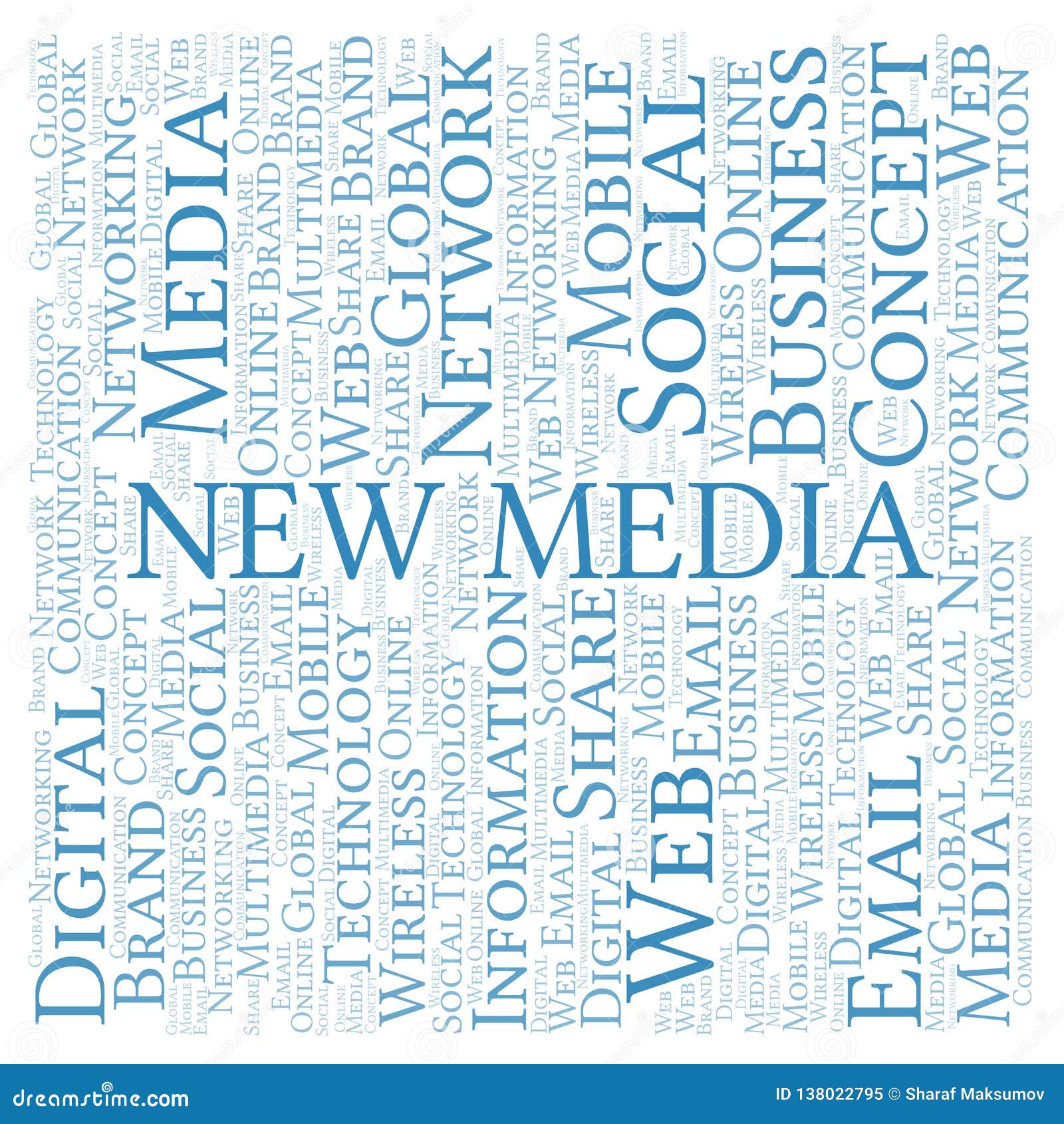 New Media word cloud stock illustration. Illustration of font - 138022795