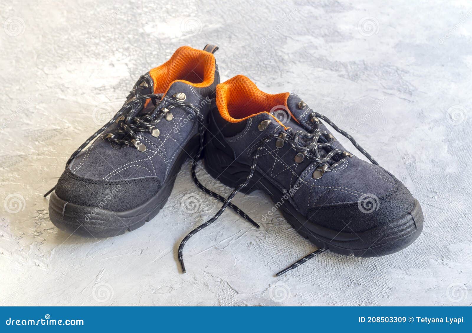 New Men S Working Boots Close-up on a Gray Background Stock Image ...