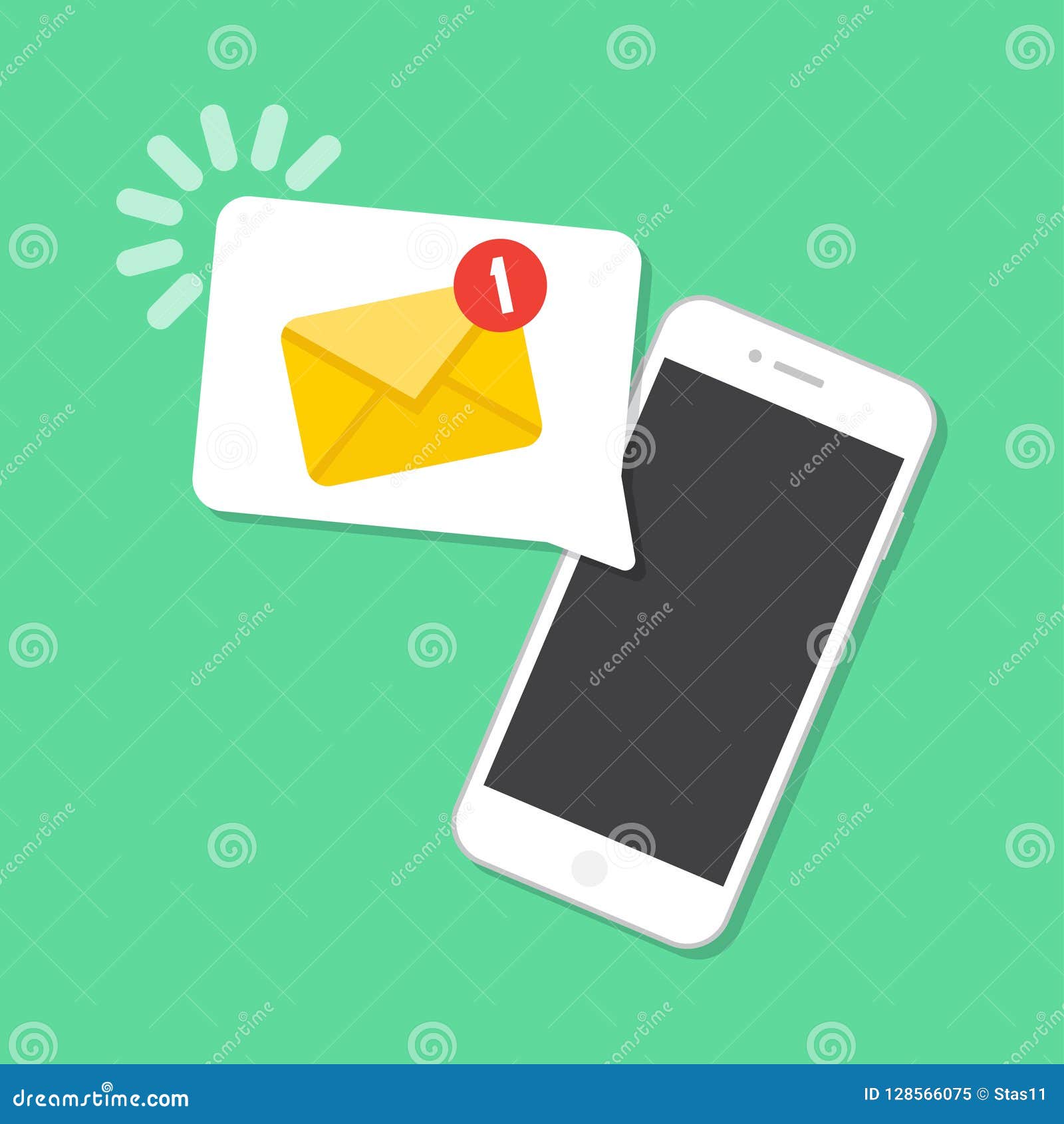 New Message Arrived on the Smartphone. Email Concept Stock Vector ...