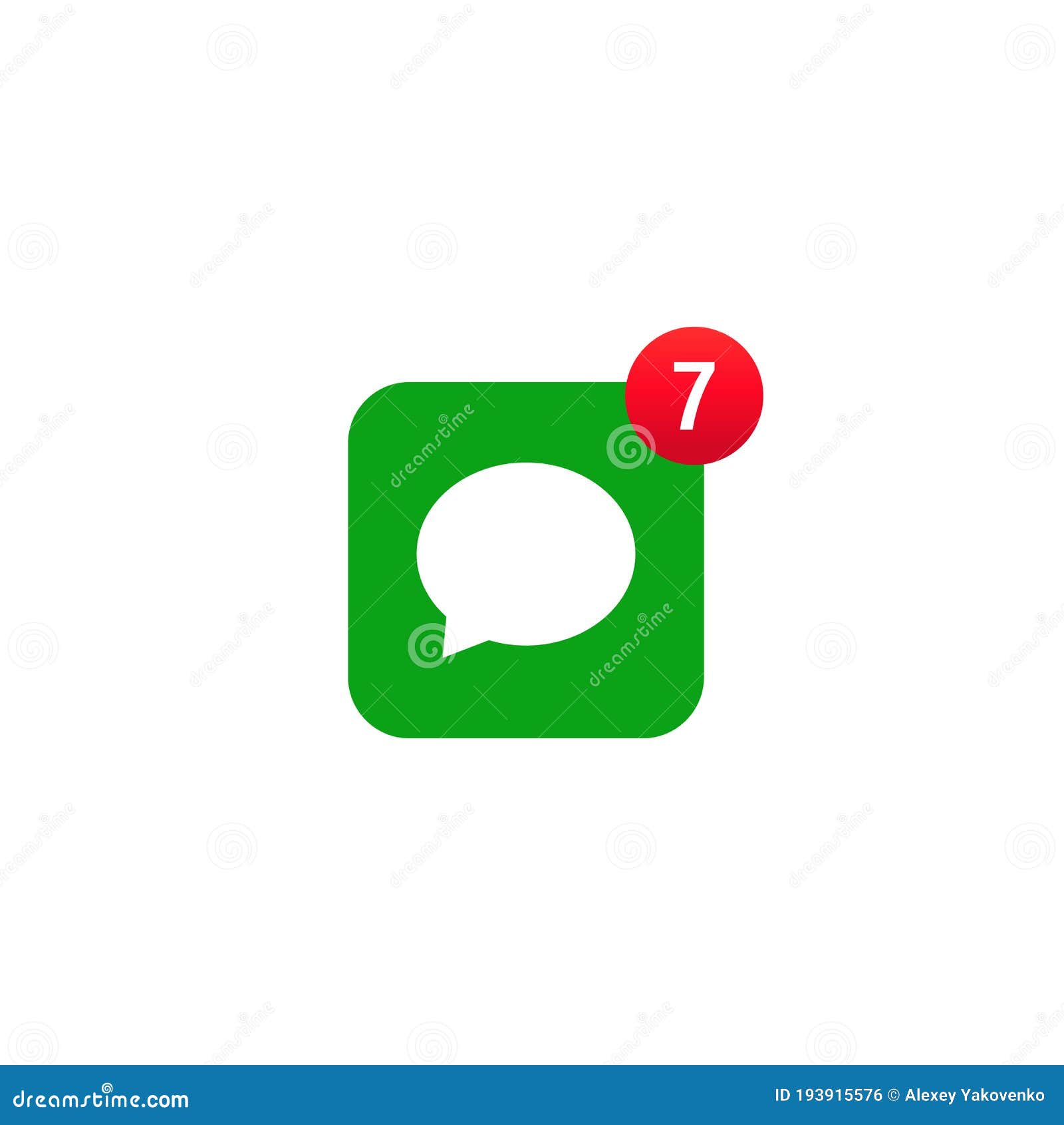 New Message Icon. Green Button. Notification. Vector on Isolated White ...
