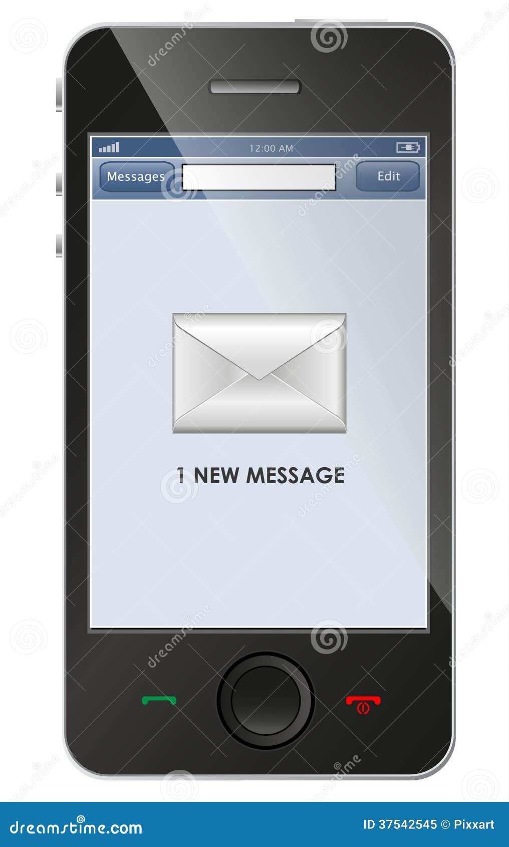 New Message Icon on Smart Phone Stock Vector - Illustration of media ...