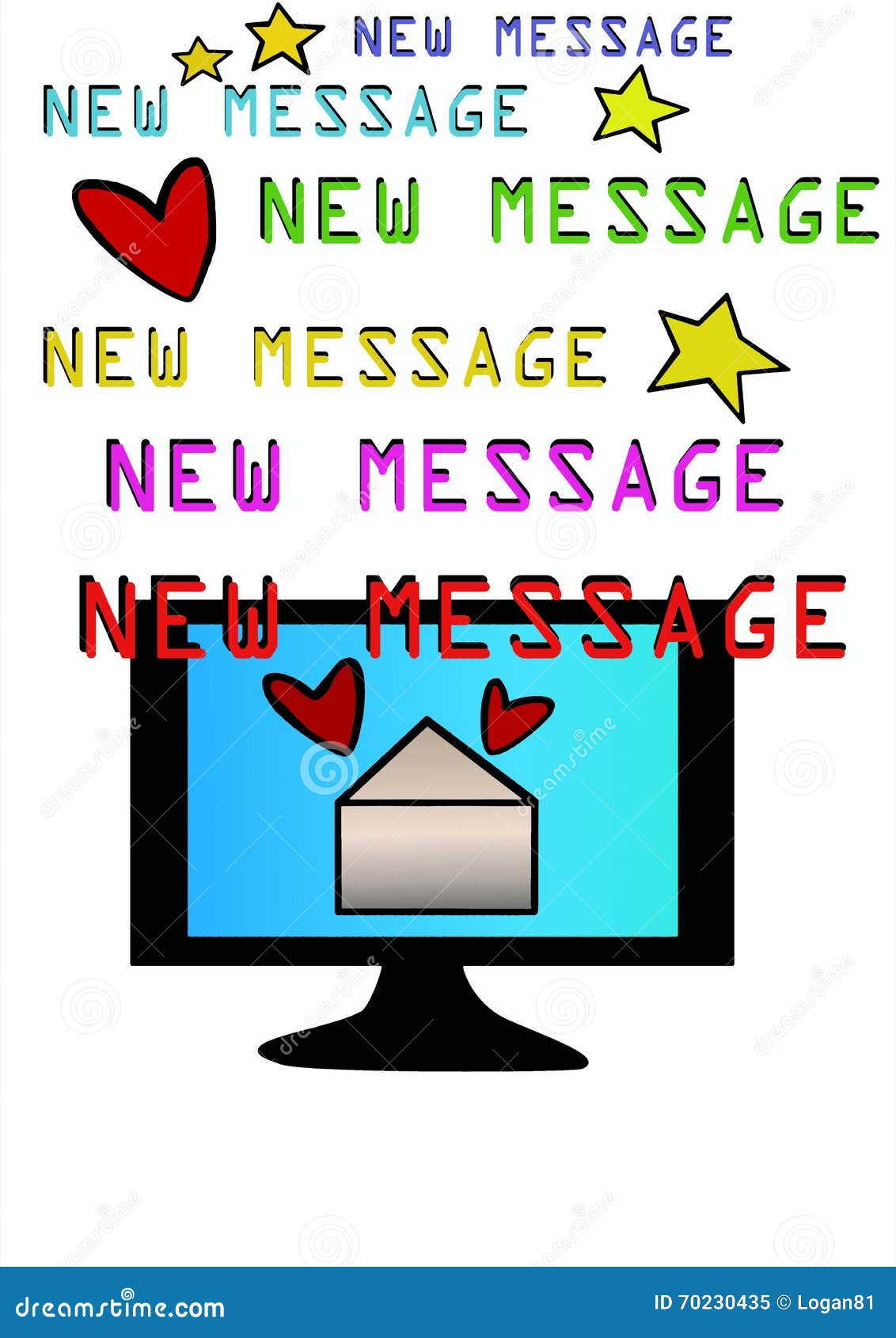 New message stock illustration. Illustration of monitor - 70230435