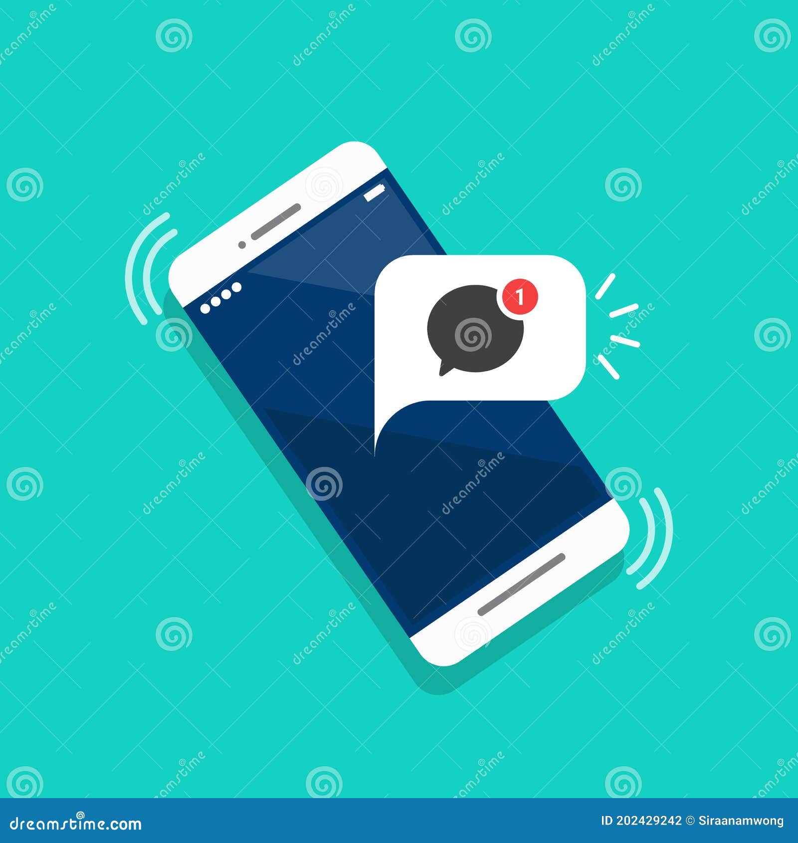 New Message Notification on the Smartphone Screen Stock Vector ...