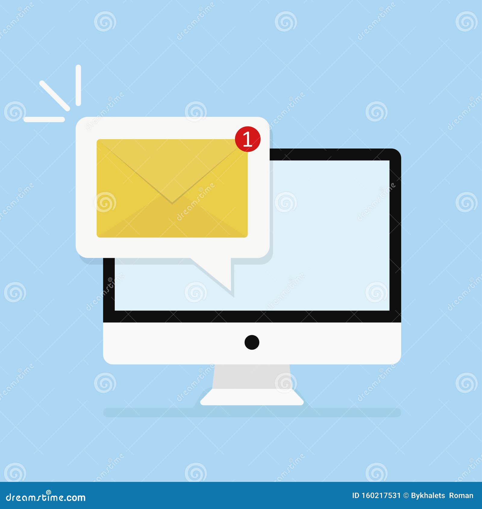 New Message on Personal Computer on Blue Background Blue Screen Sms ...