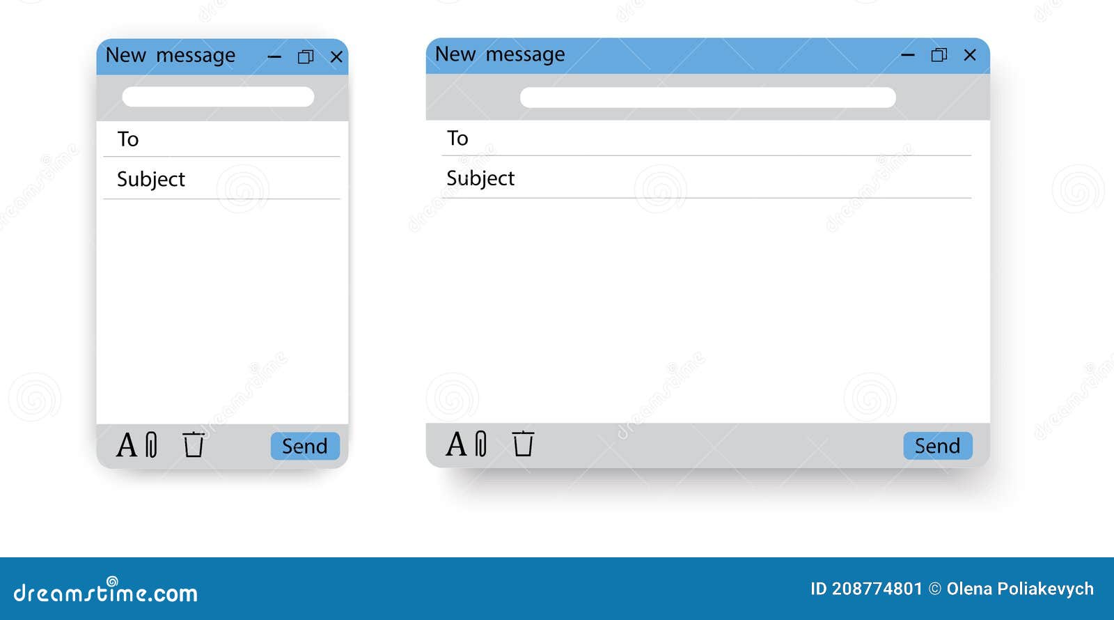 New Message Screen. Email Interface. Social Media Vector Illustration ...