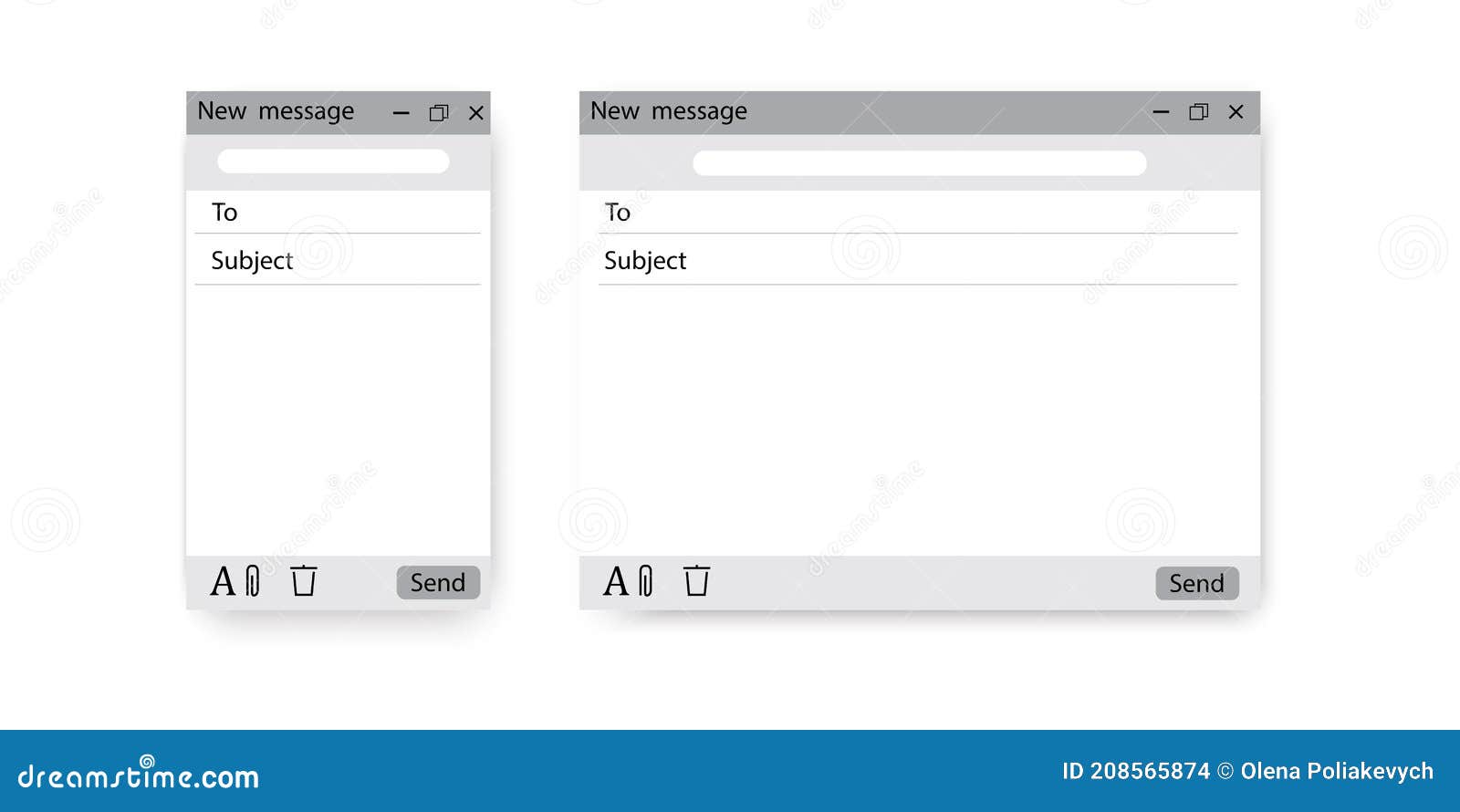 New Message Screen. Social Media Vector Illustration. Email Interface ...