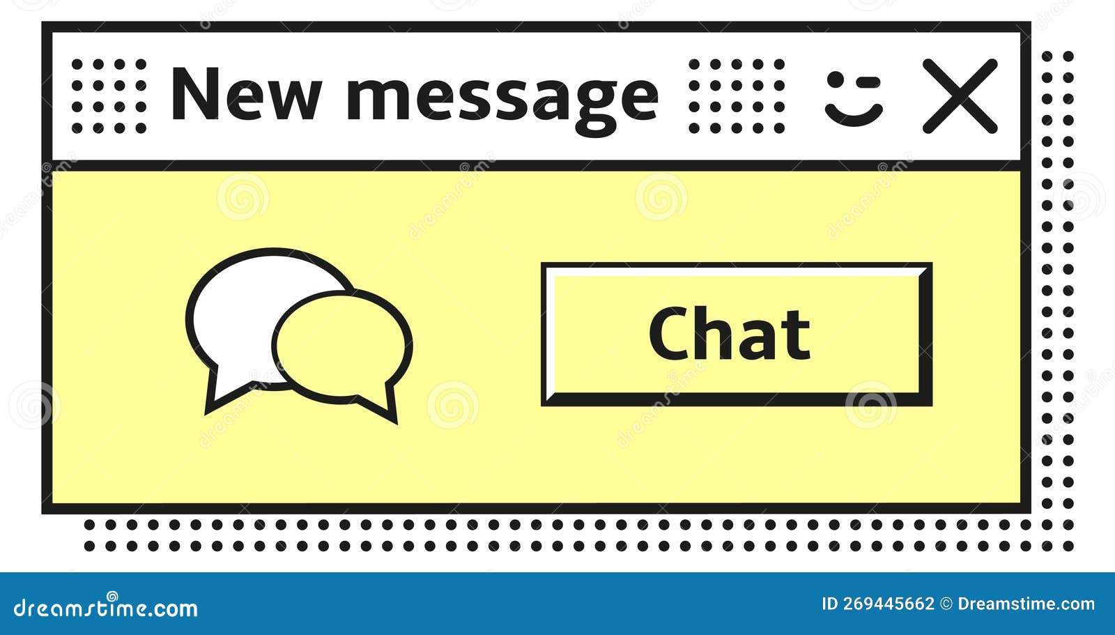New Message Window. Retro Messenger Interface Notification Stock Vector ...