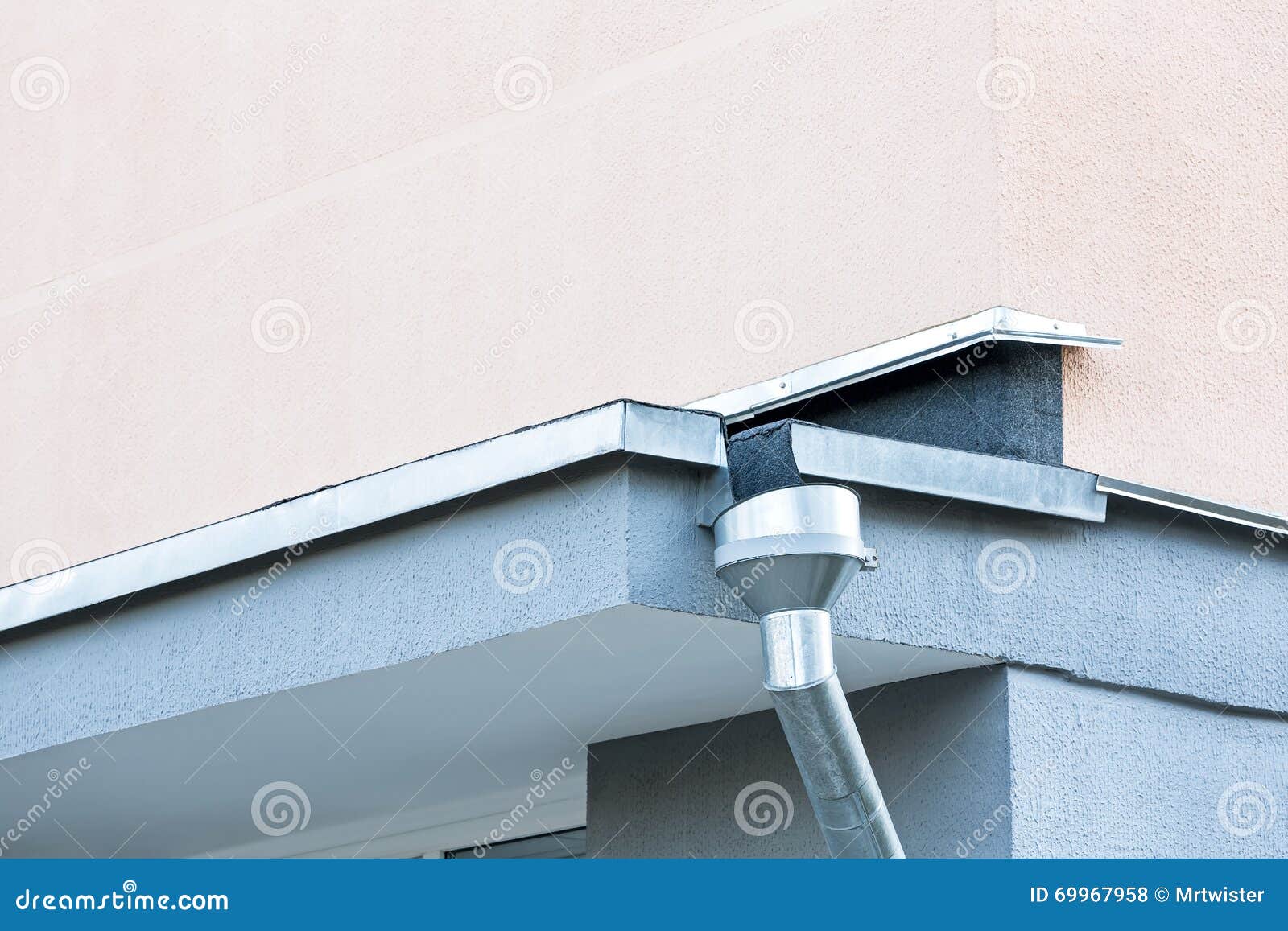 New metal gutter system stock photo. Image of metal, exterior - 69967958