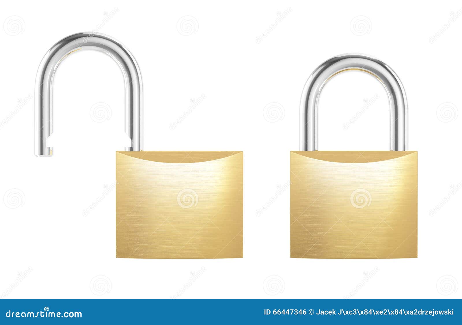 New Metal Opened And Locked Padlock Isolated On White Background ...