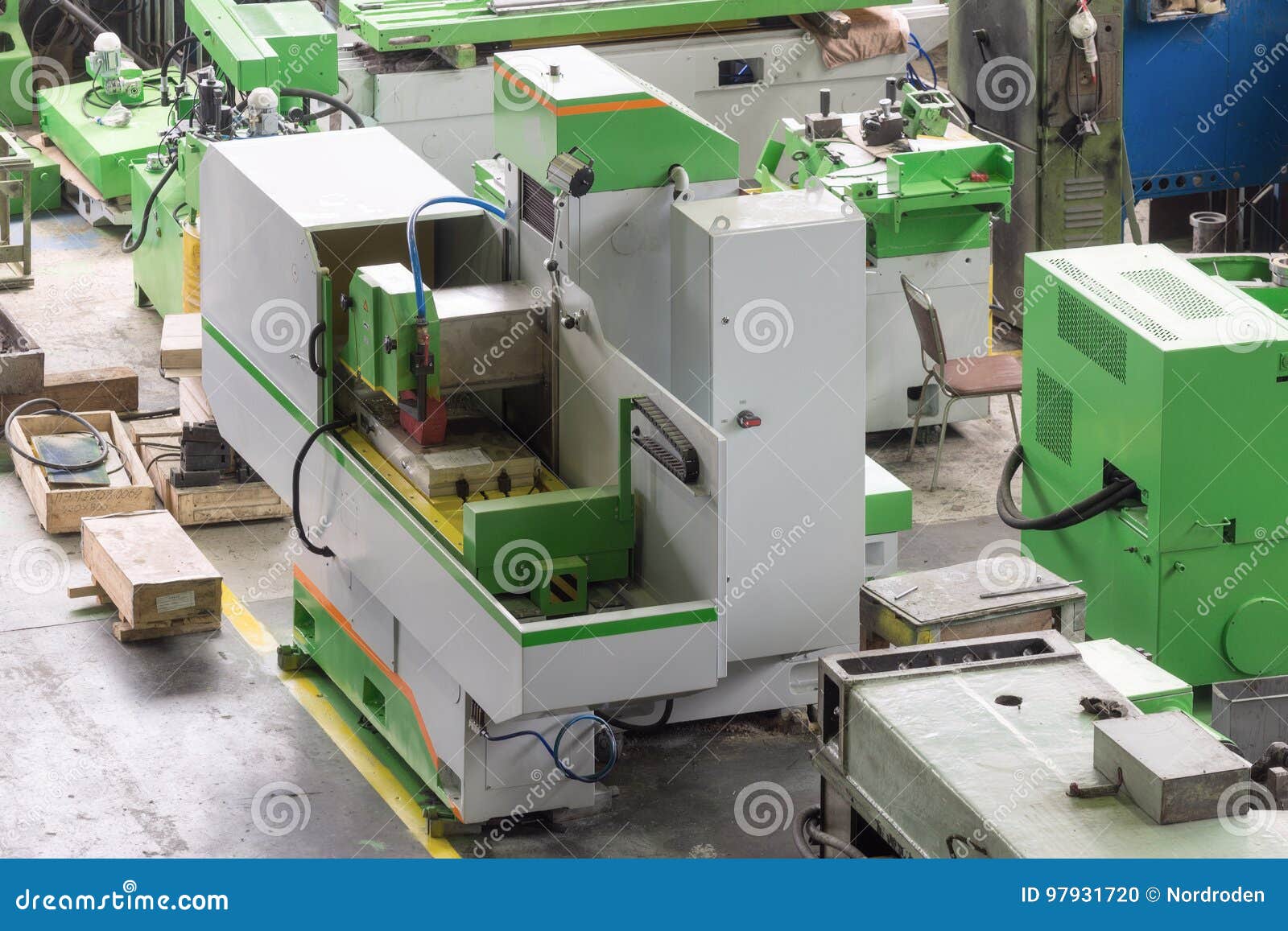 New Metalworking Machine in Modern Workshop Stock Photo - Image of ...