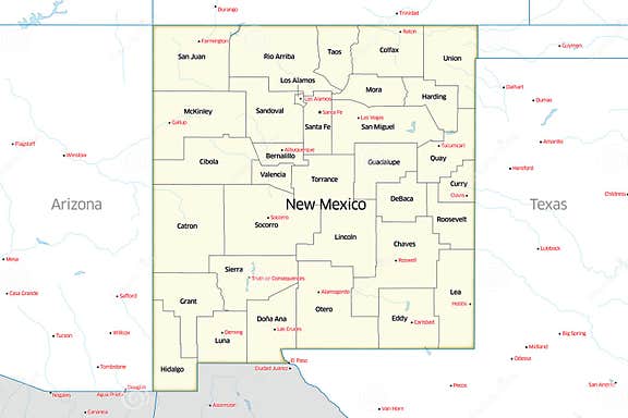 New Mexico counties map stock illustration. Illustration of borders ...