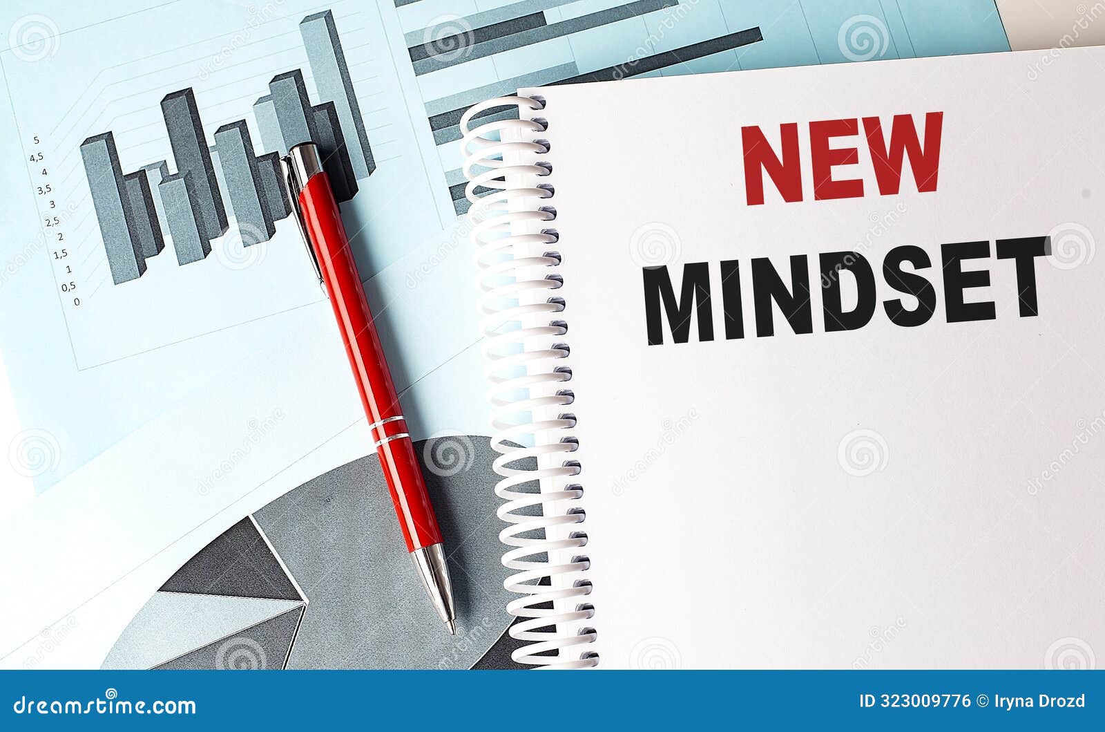 NEW MINDSET Text on Notebook on Chart Background Stock Photo - Image of ...