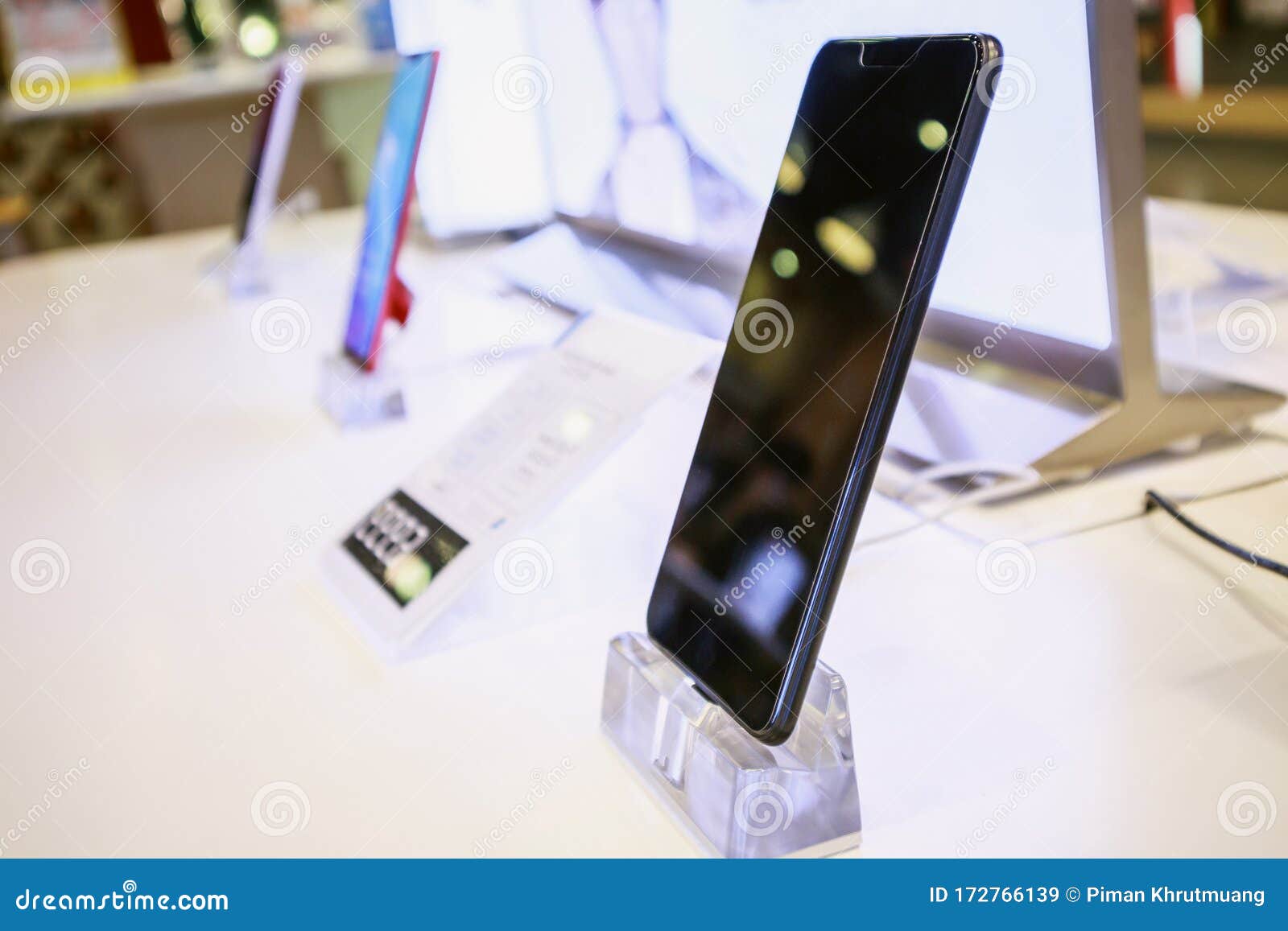 Mobile Smartphone in Telecommunication Electronic Store Display ...
