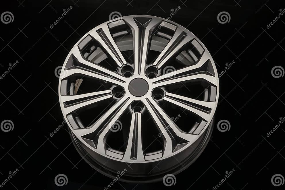 New Modern Alloy Wheel with Grey Inserts, Front View Stock Photo ...