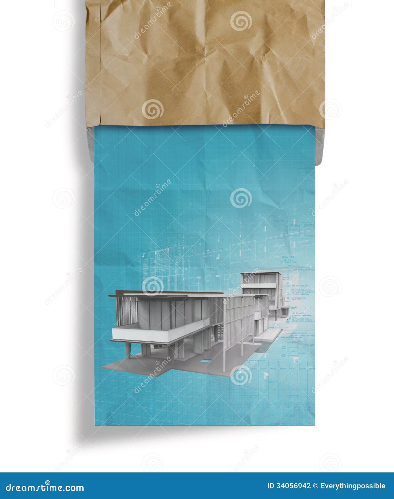 New Modern Architectural 3d on Crumpled Paper Background Stock ...