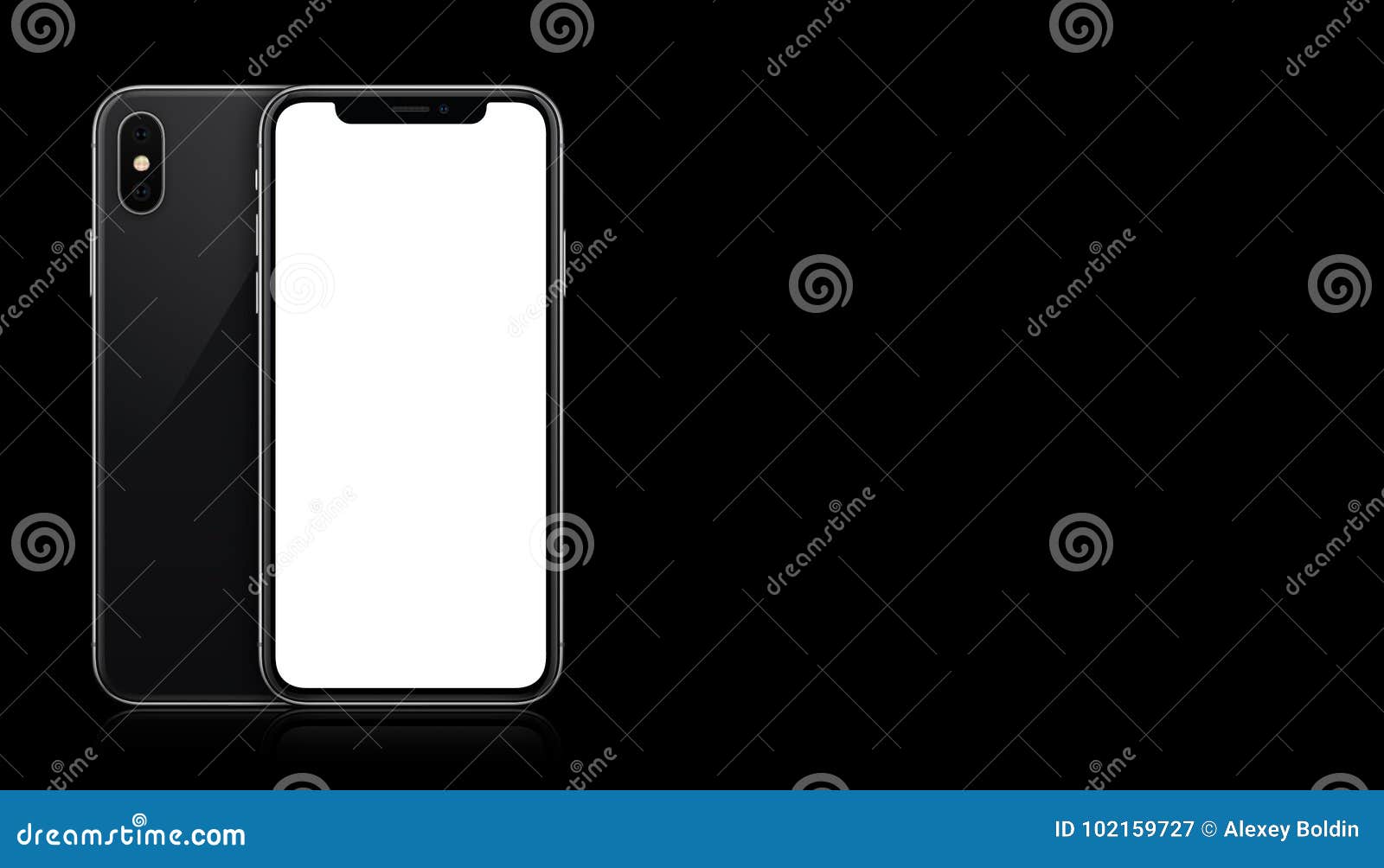 New Modern Black Smartphone Similar To IPhone X Mockup Front and Back ...