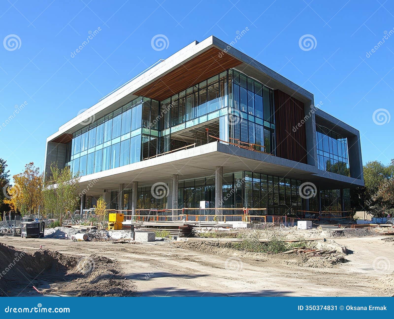 New Modern Building Structure Under Construction with Wooden Framework ...