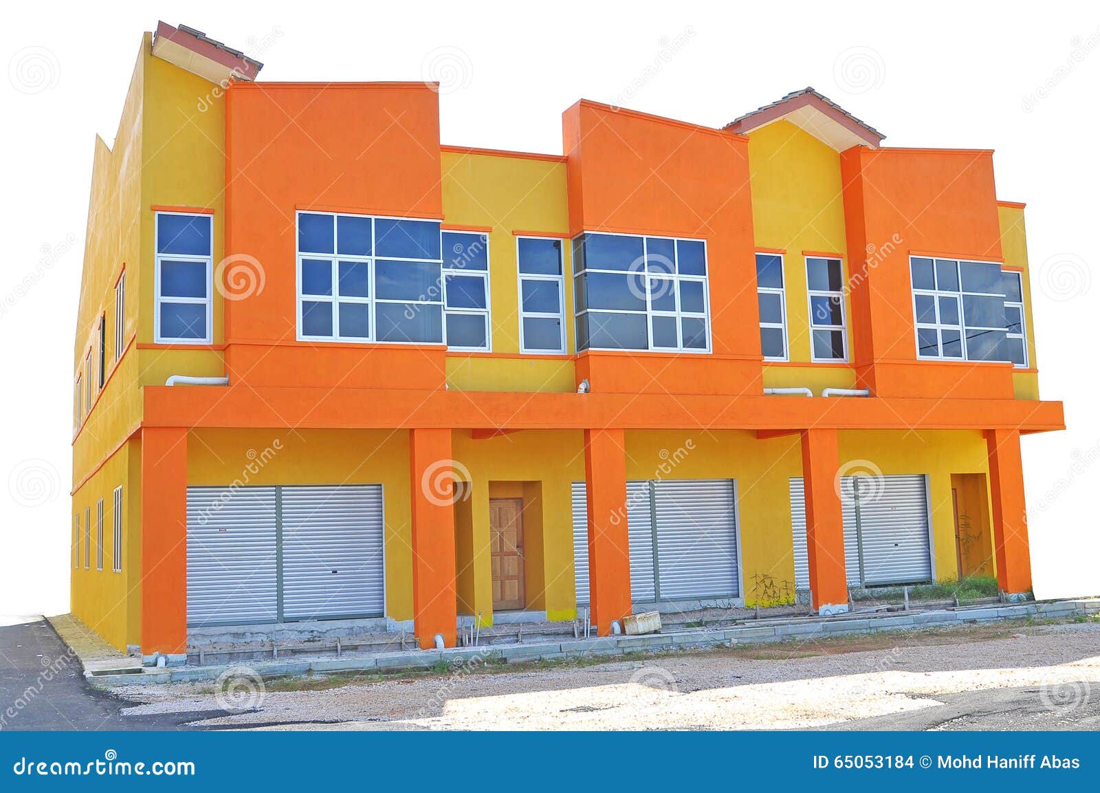 New Modern Built 2 Storey Shophouse Isolated on White Stock Photo ...