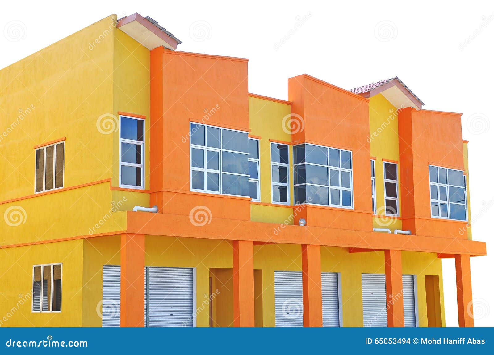New Modern Built 2 Storey Shophouse Isolated on White Stock Photo ...
