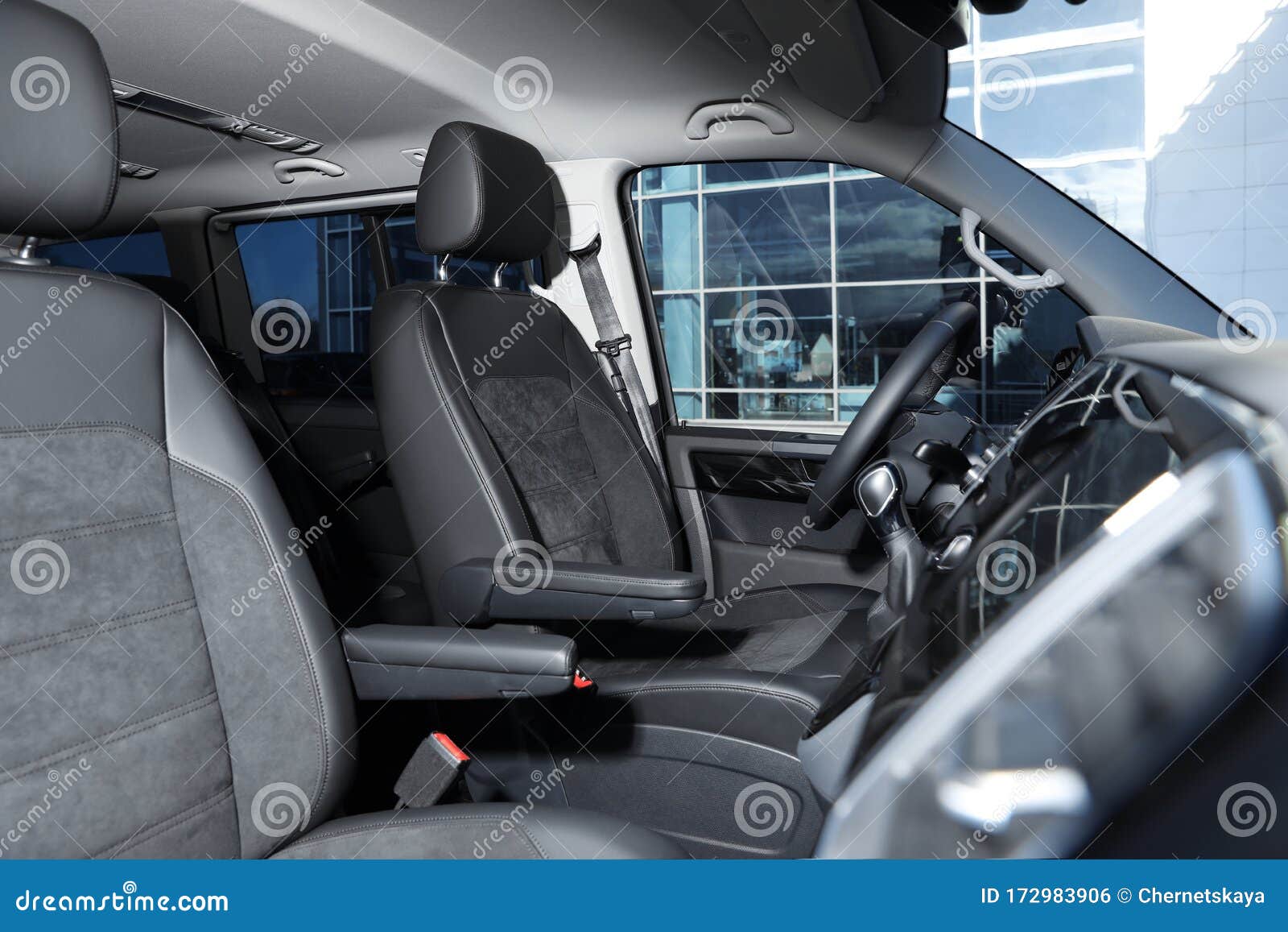 New Modern Car with Comfortable Seats Inside Stock Photo - Image of ...