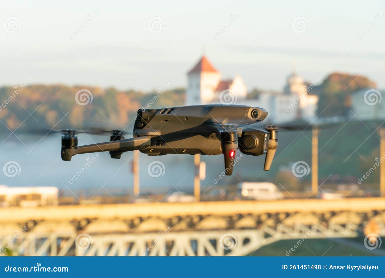 New Modern Drone Close-up. the Quadcopter is on the Ground and Ready ...