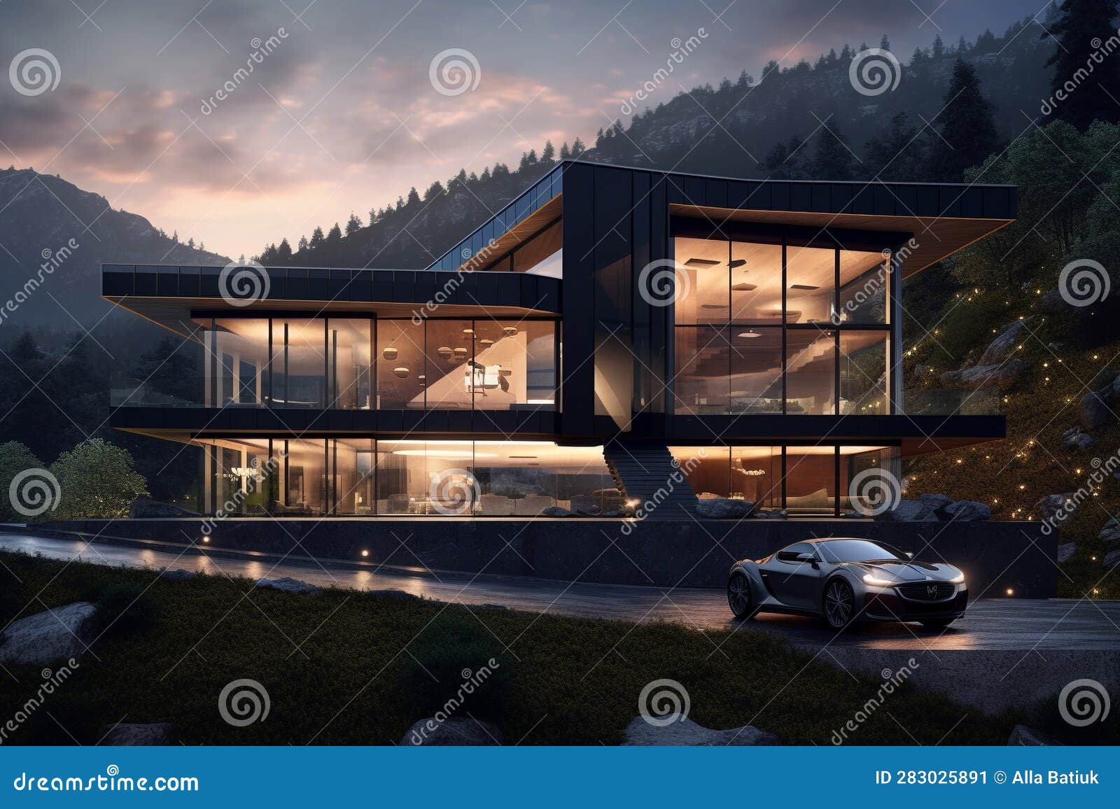 New Modern House. New Construction. Creative Structure. Future ...