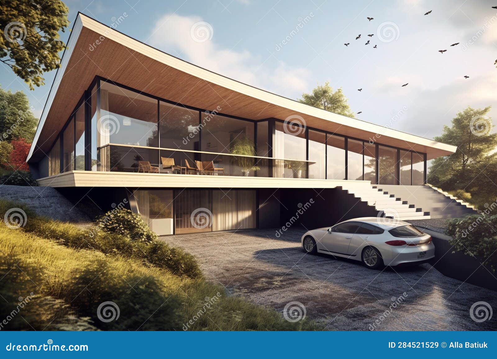 New Modern House. New Construction. Creative Structure. Future ...