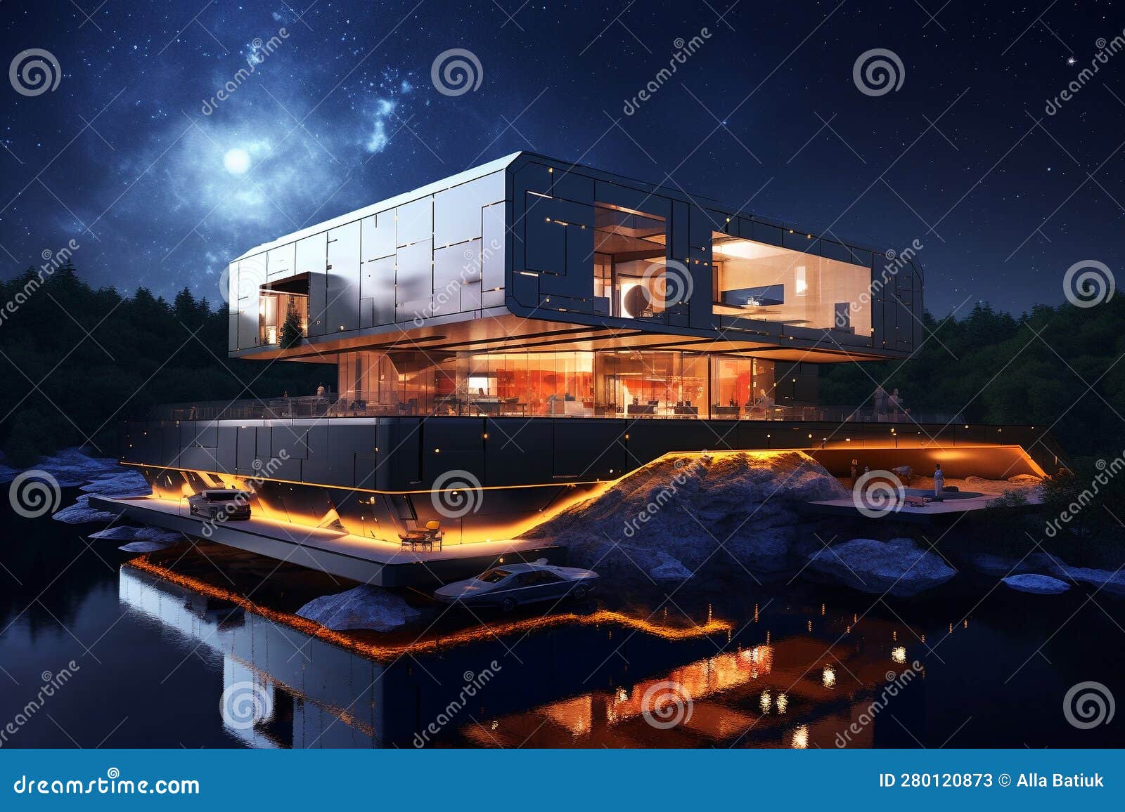 New Modern House. New Construction. Creative Structure. Future ...