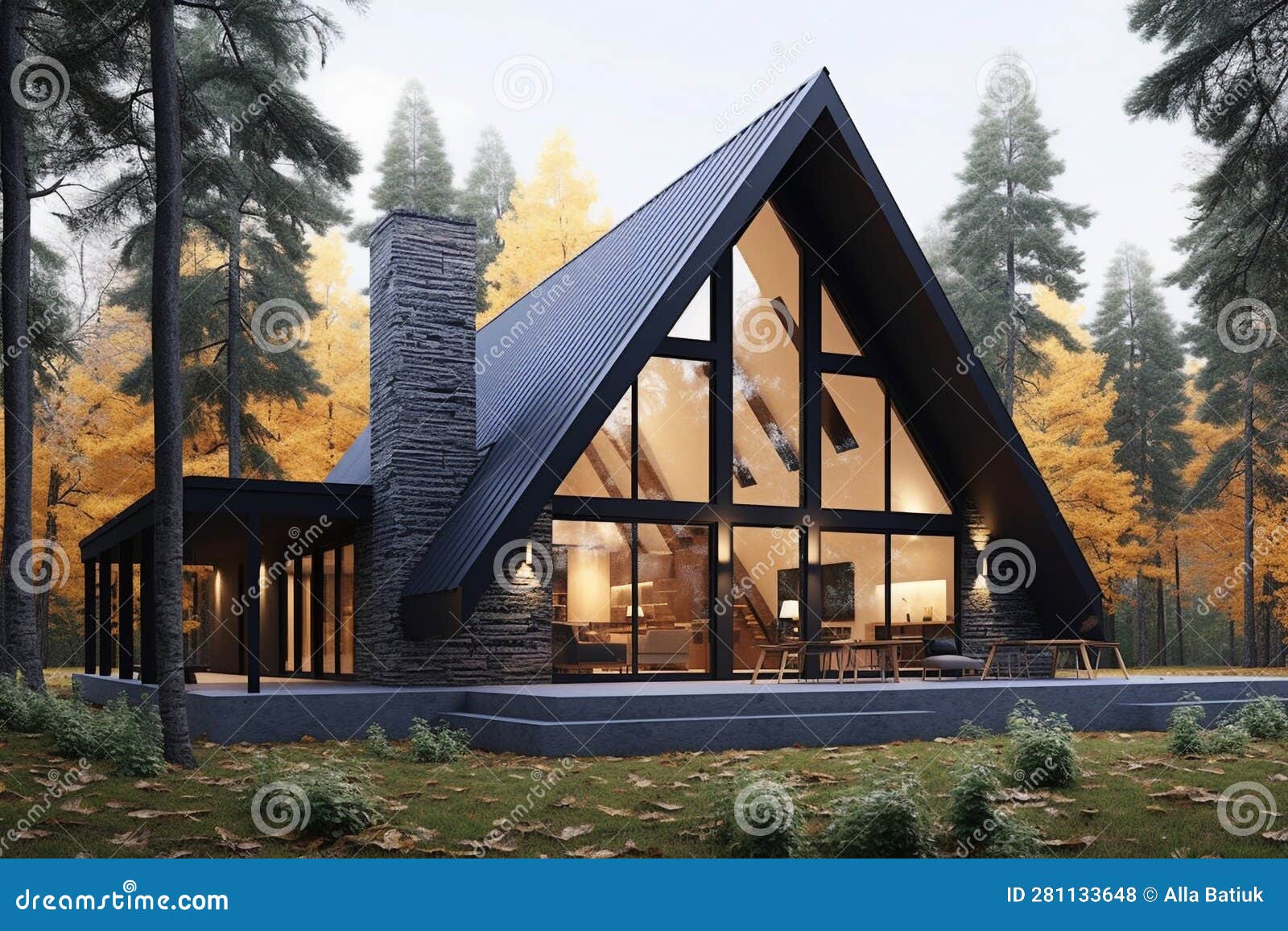 New Modern House. New Construction. Creative Structure. Future Architechture. Strict Contours ...