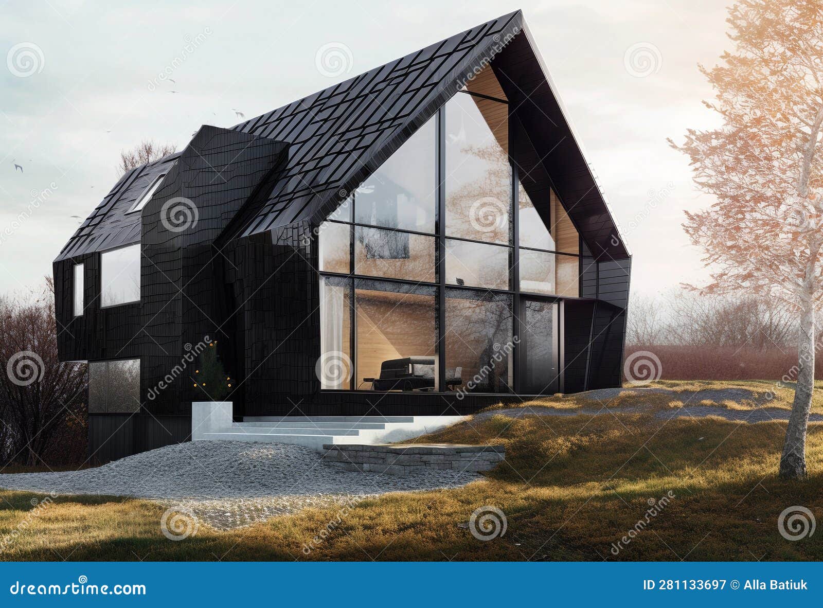 New Modern House. New Construction. Creative Structure. Future ...