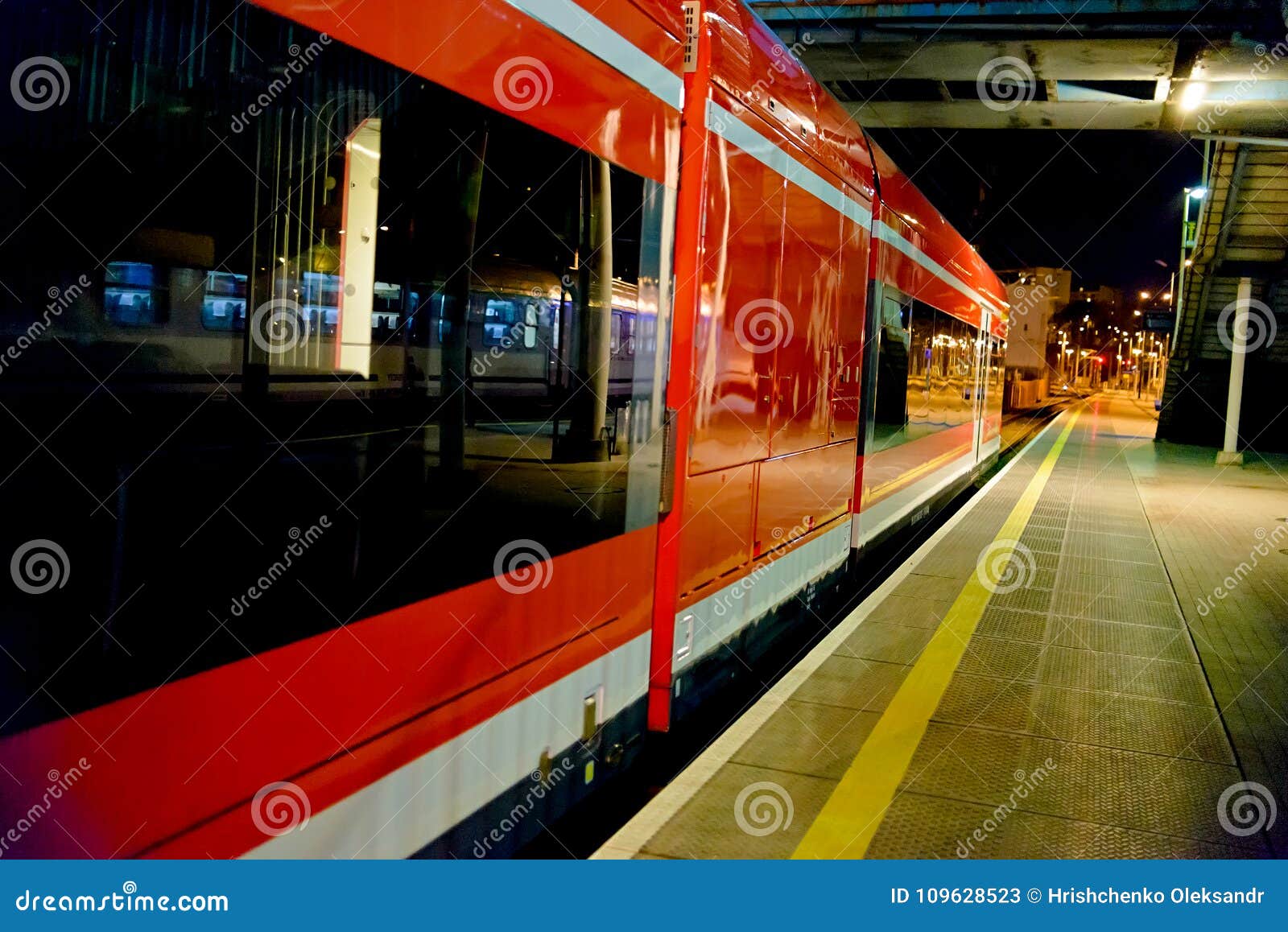 New Modern Intercity Train Red. Stock Image - Image of dusk, europe ...
