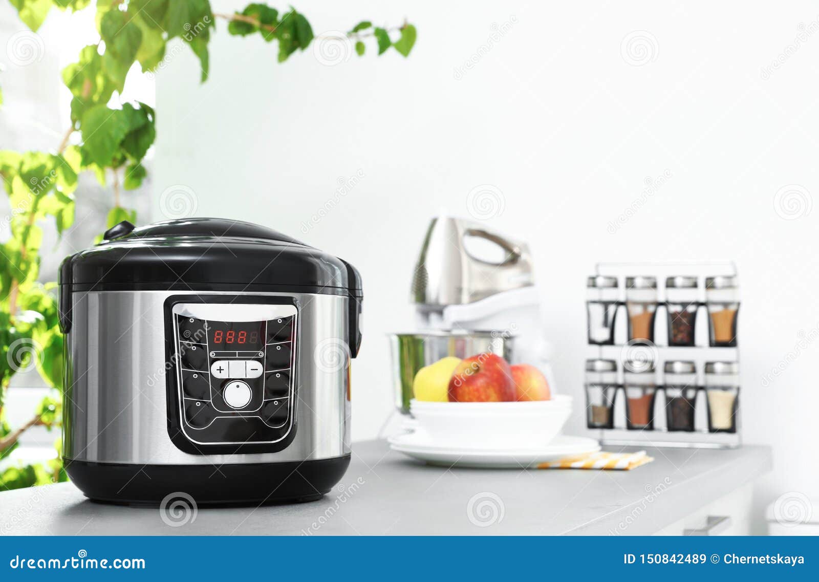 New Modern Multi Cooker on Table in Kitchen Stock Image - Image of ...