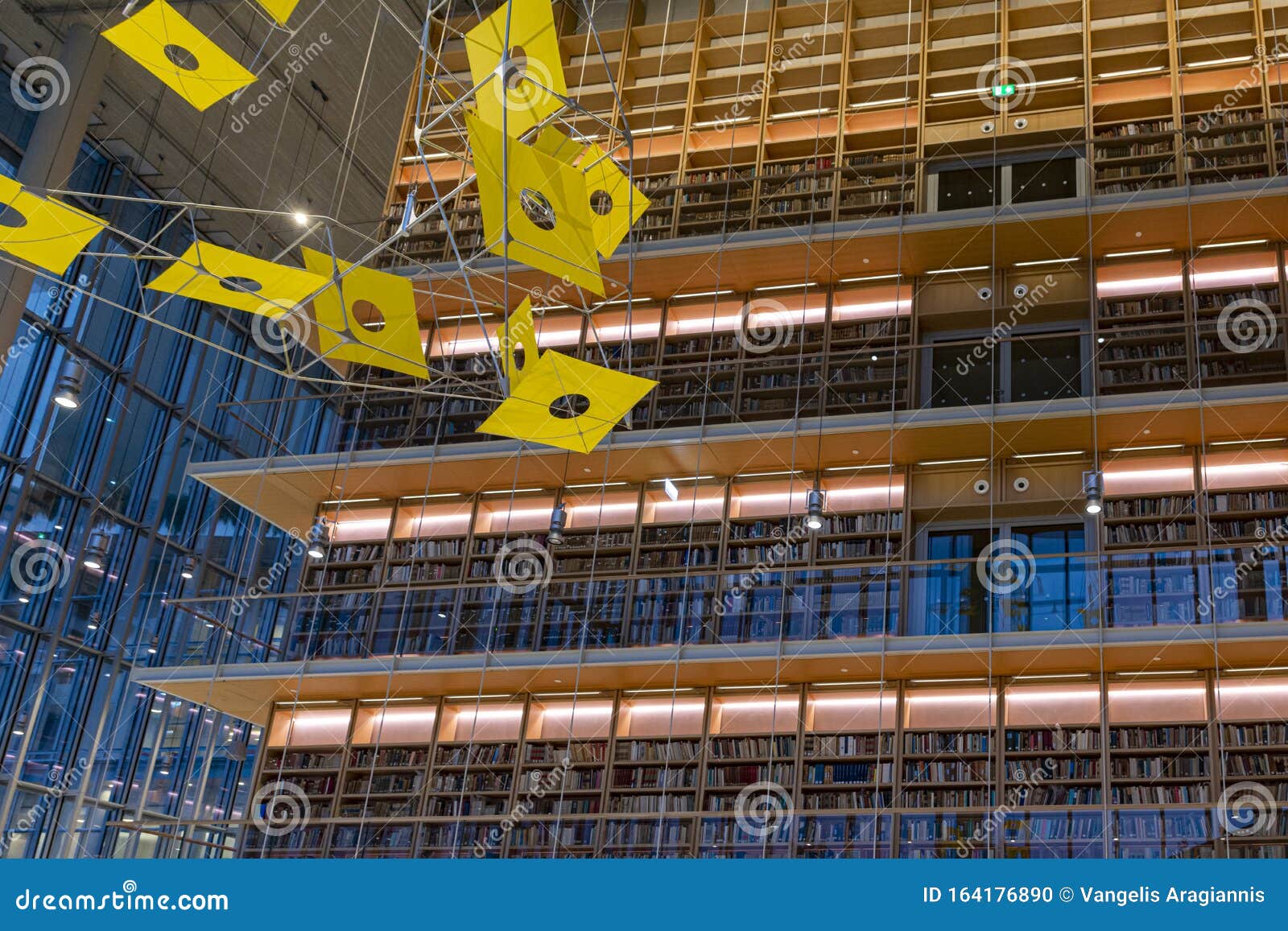 New Modern Public Library with Many Floors Stock Photo - Image of learn ...