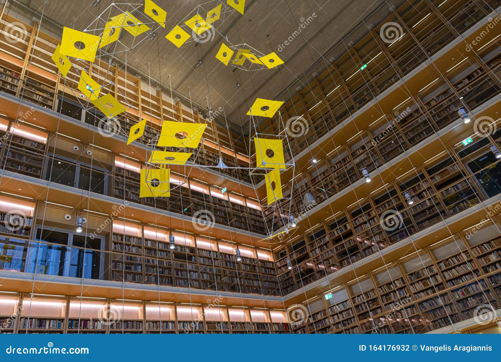New Modern Public Library with Many Floors Stock Photo - Image of ...
