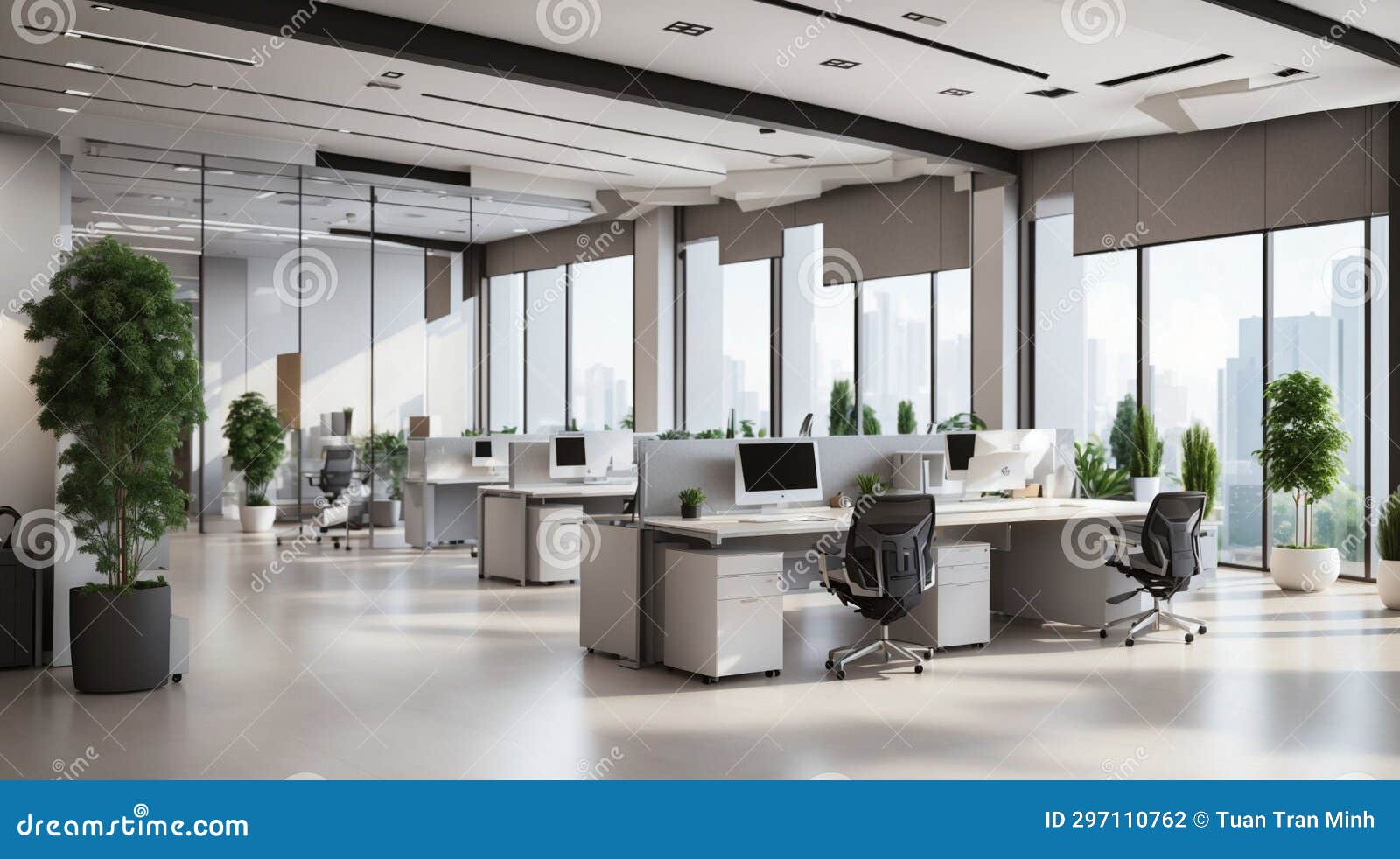 Modern office interior stock photo. Image of lobby, design - 297110762