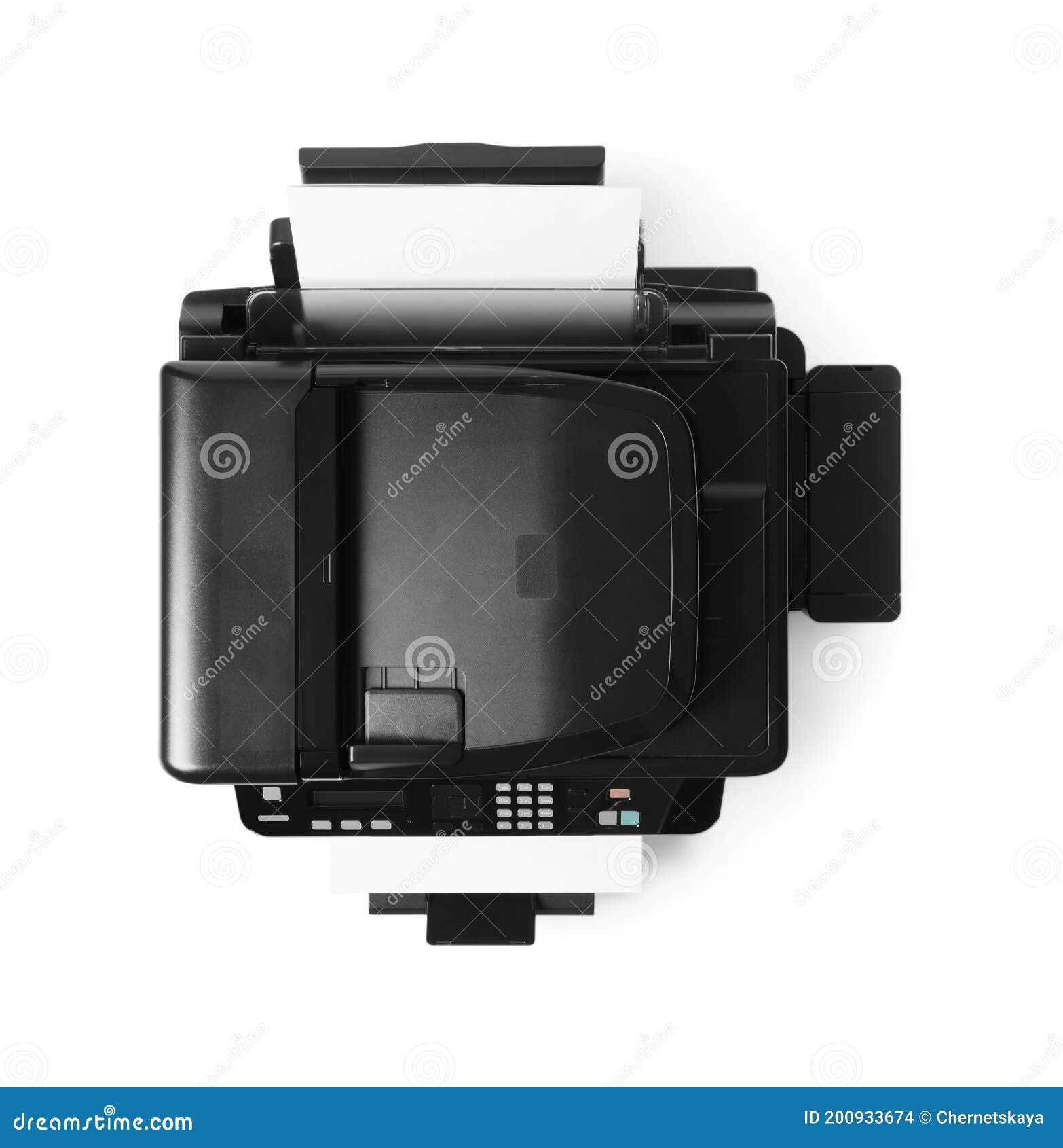 New Modern Printer Isolated on White, Top View Stock Photo - Image of ...
