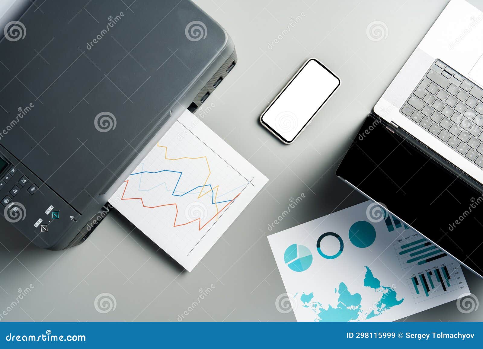 New Modern Printer and Laptop in the Office on Table Stock Image ...