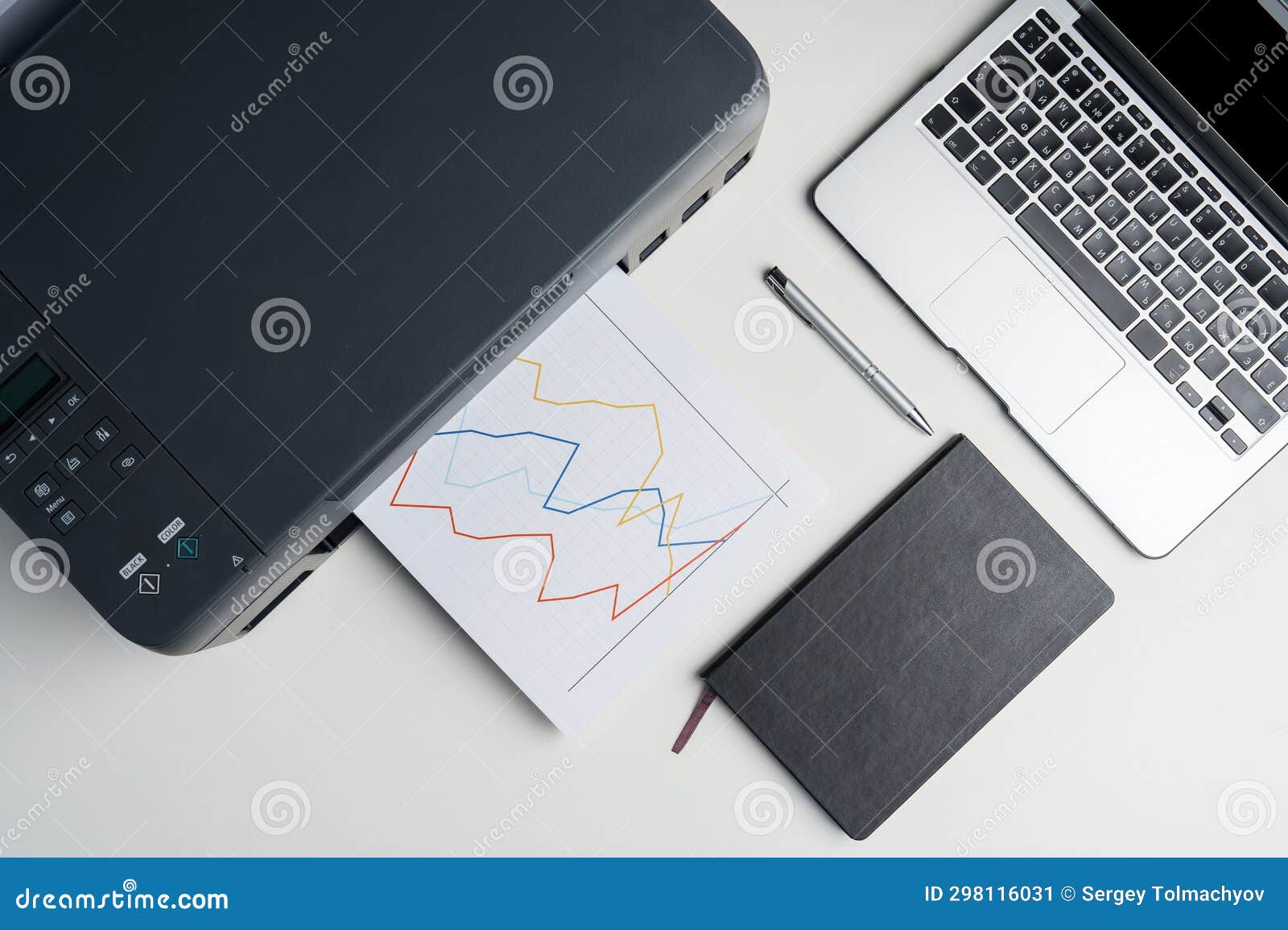 New Modern Printer and Laptop in the Office on Table Stock Image ...