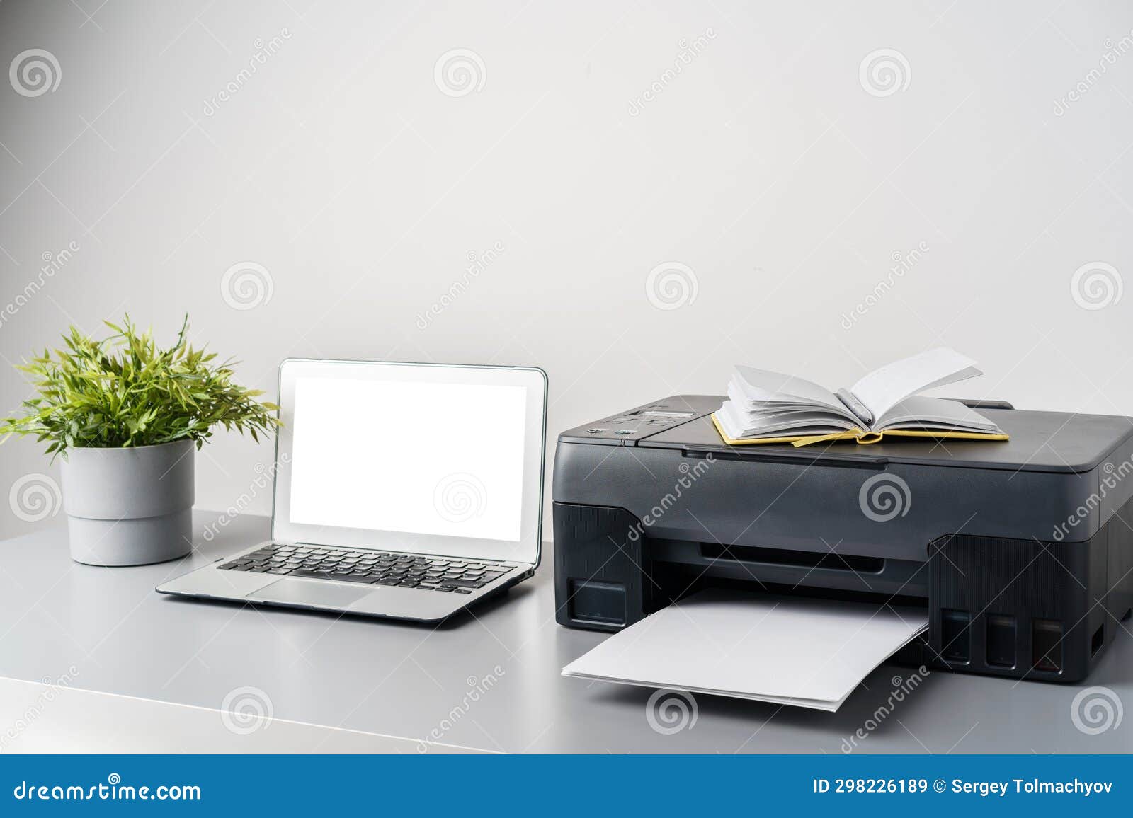 New Modern Printer and Laptop in the Office on Table Stock Image ...