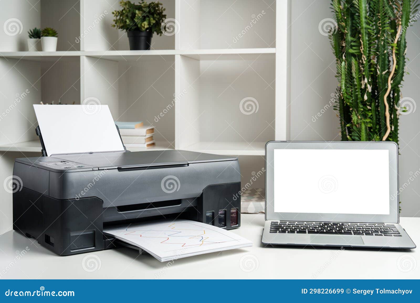 New Modern Printer and Laptop in the Office on Table Stock Image ...