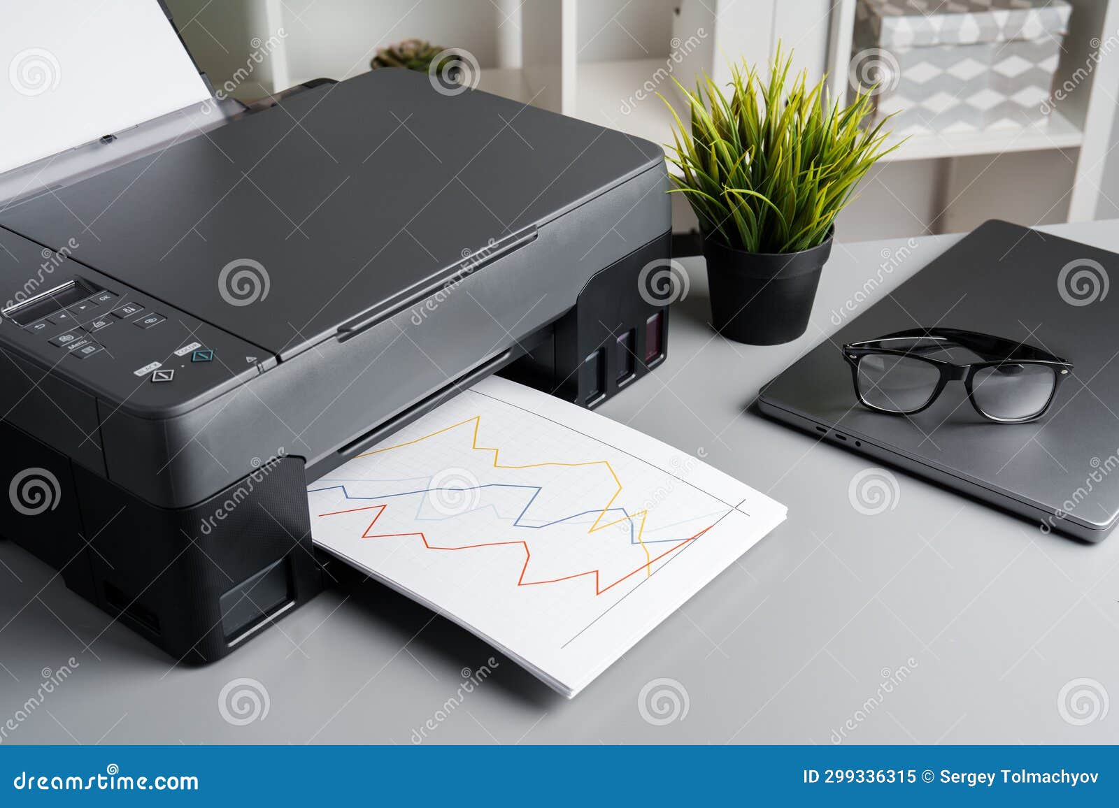 New Modern Printer and Laptop in the Office on Table Stock Image ...