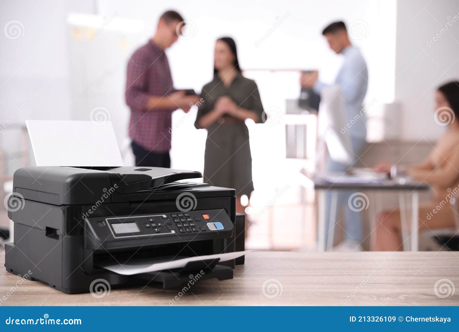New Modern Printer on Table in Office. Space for Text Stock Image ...