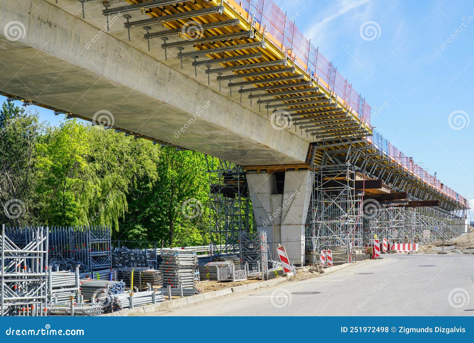 New Modern Road Overpass Bridge Construction Site with Lots of ...