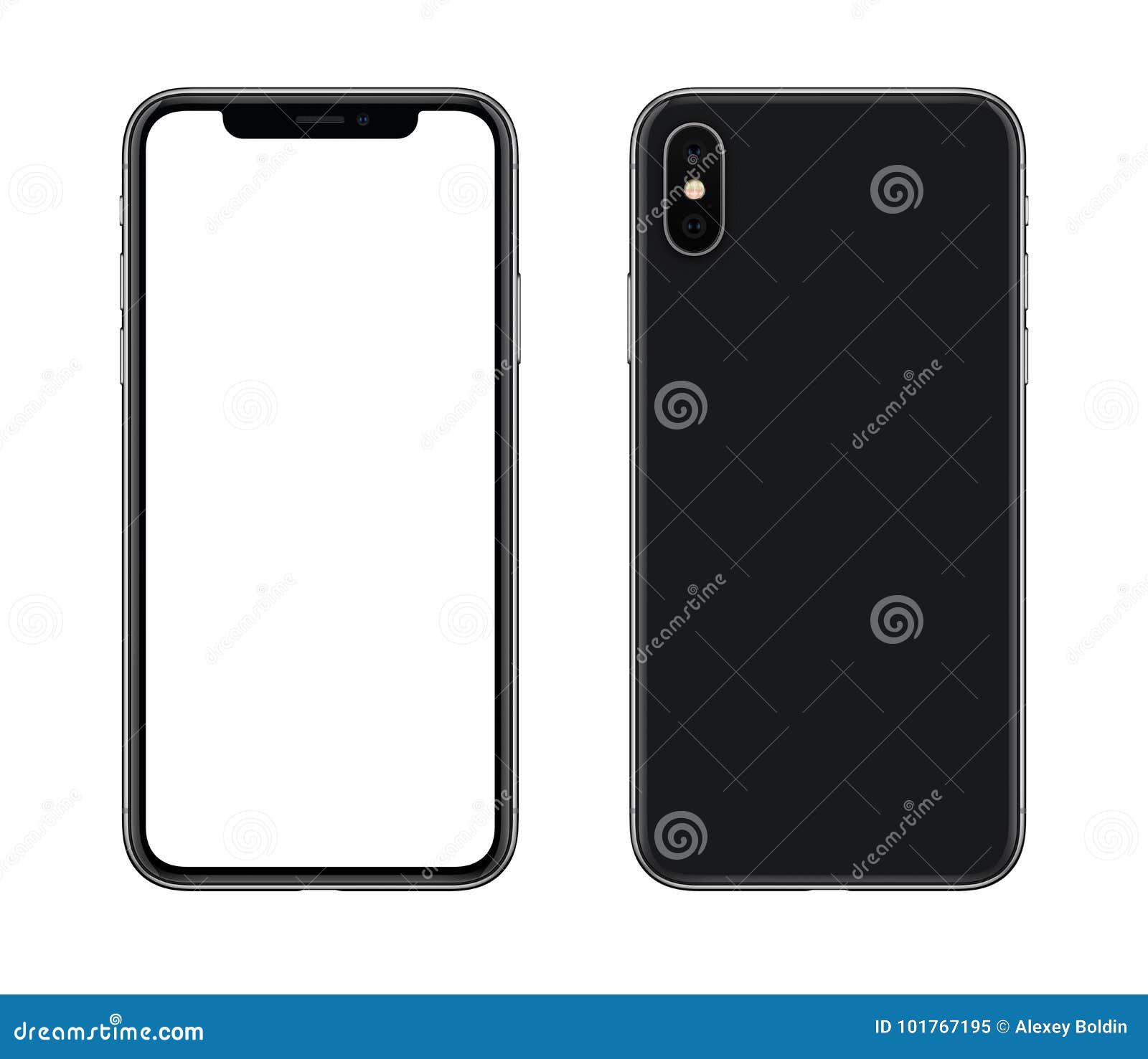 New Modern Smartphone Mockup Similar To IPhone X Front and Back Sides ...